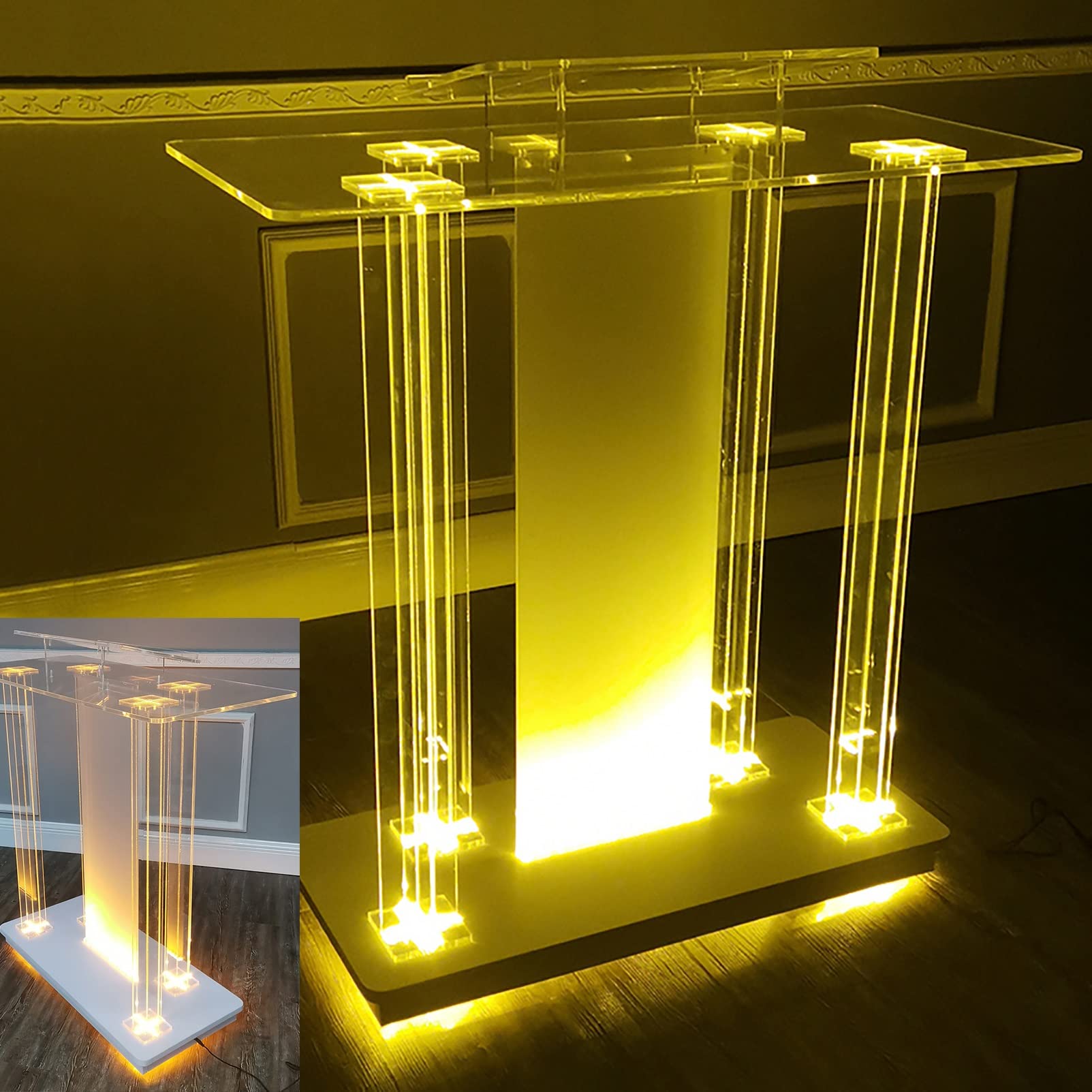 Buy Yofsza Podium Stand Led Acrylic, Large Chanting Podium, Transparent ...