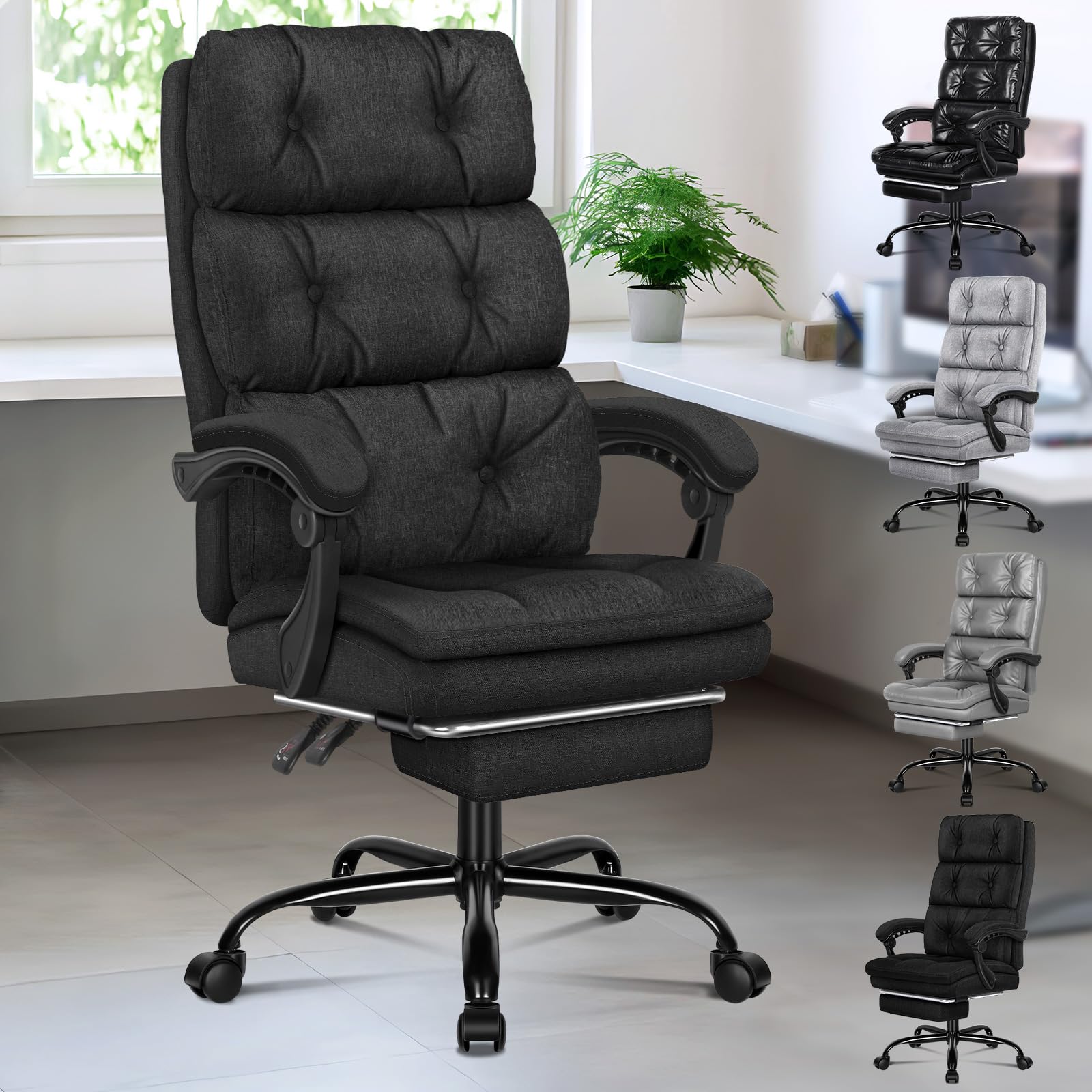 ELFORDSON Office Chair with Dual-Layer Paddings, Computer Desk Chair ...