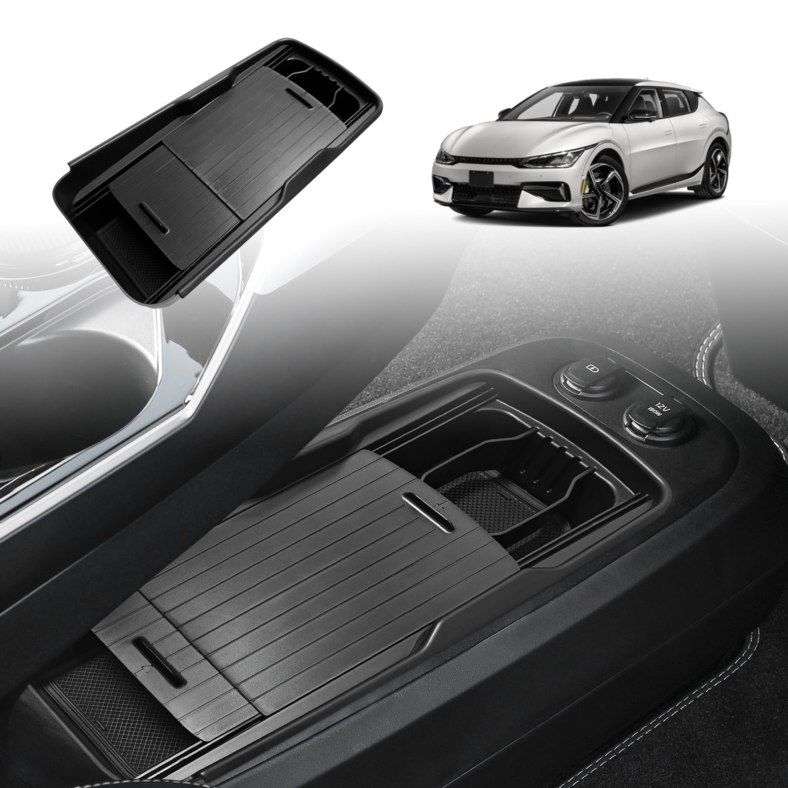 Snapklik.com : BestEvMod Lower Center Console Slide Cover Organizer ...