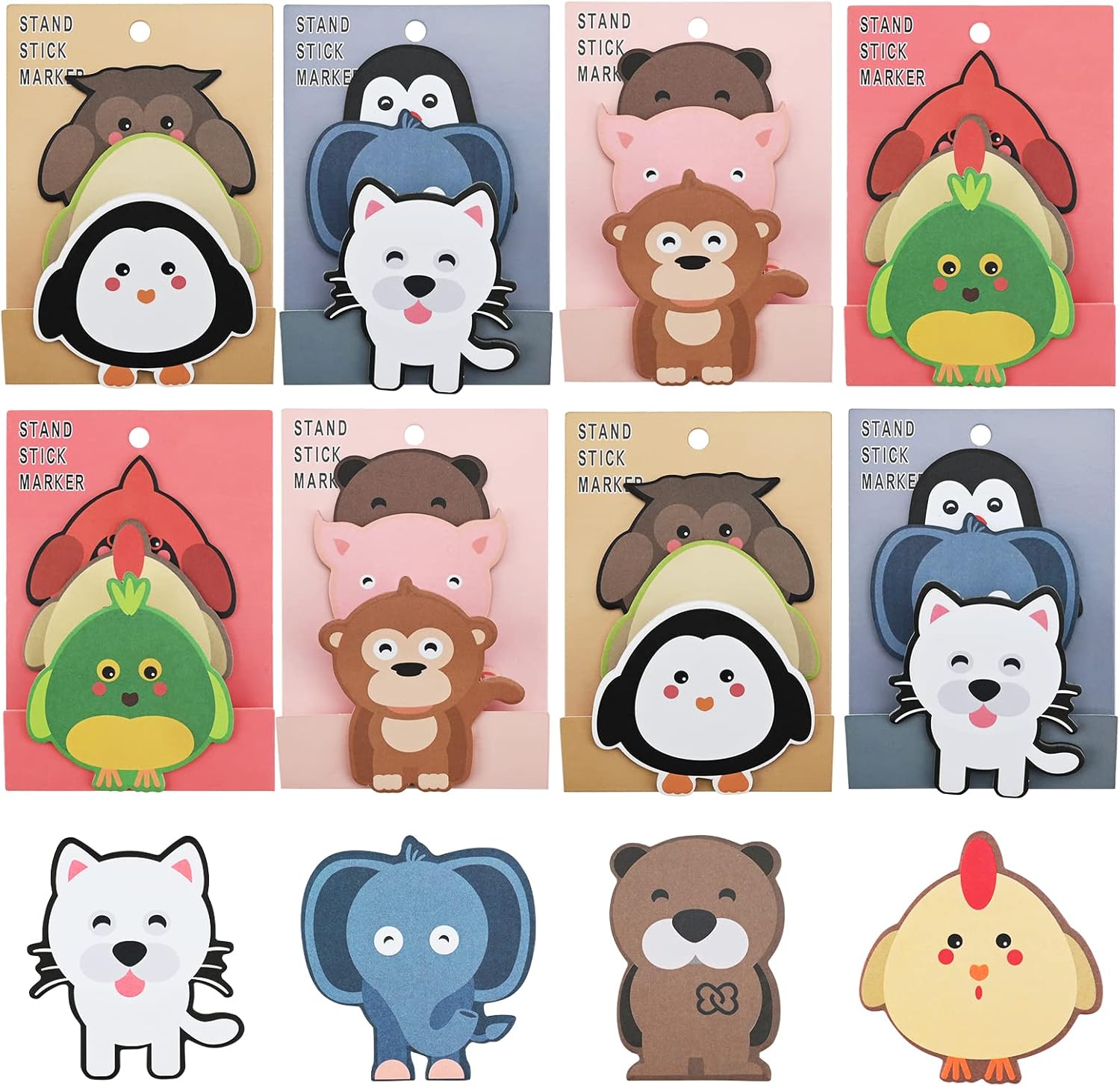 Amazon.com : Bekecidi 8 Pack Combination Sticky Notes, Cartoon Animal ...