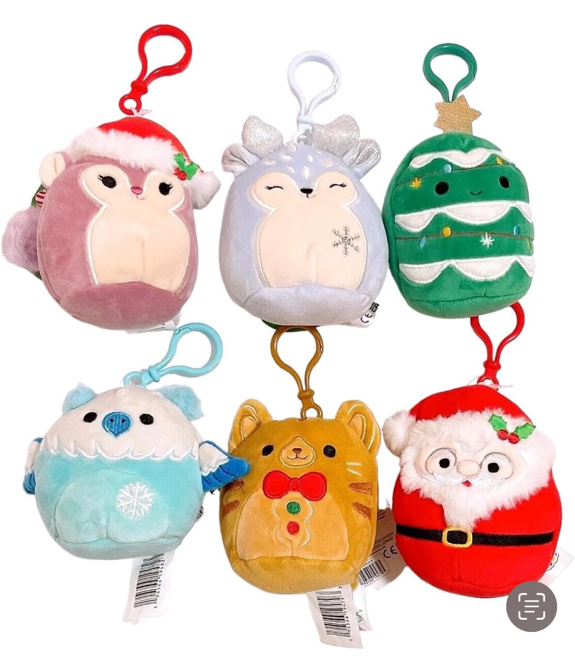 Amazon.com: Squishmallows Christmas Squad C 3.5" Clip On Keychain Mini ...