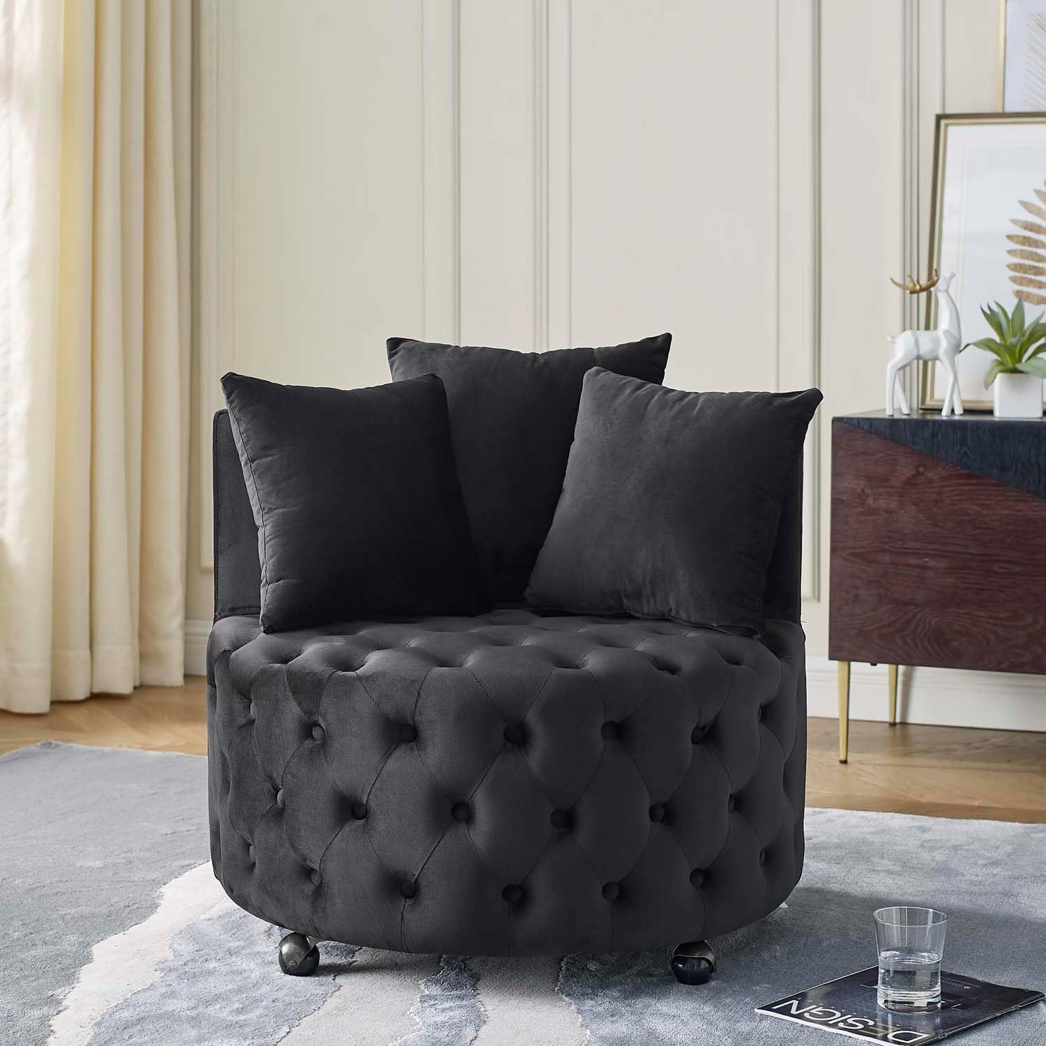 Amazon.com: Modern Velvet Upholstered Swivel Chair for Living Room ...