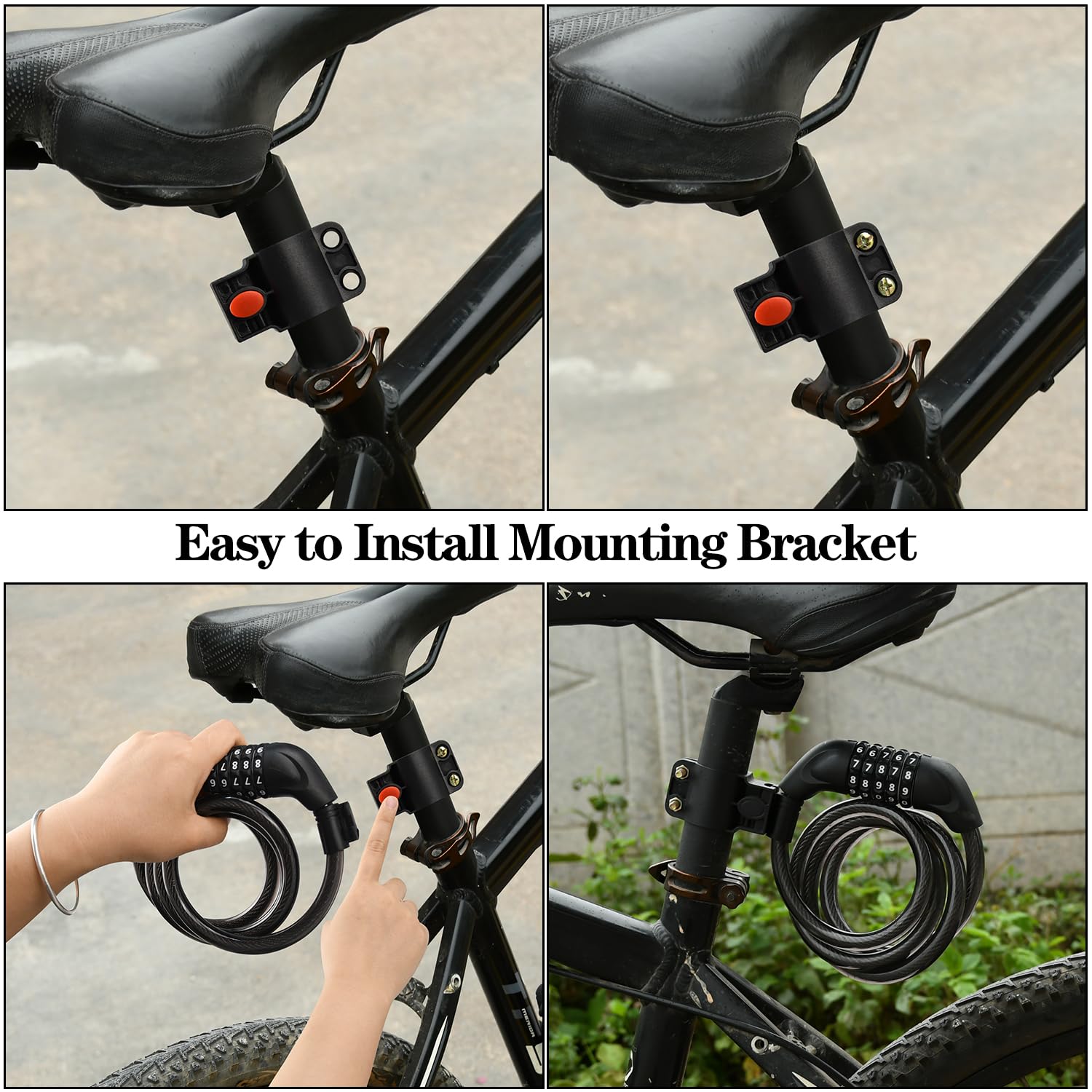 Snapklik.com : Bike Lock Cable, 1 Pack 4ft Combination Bicycle Lock