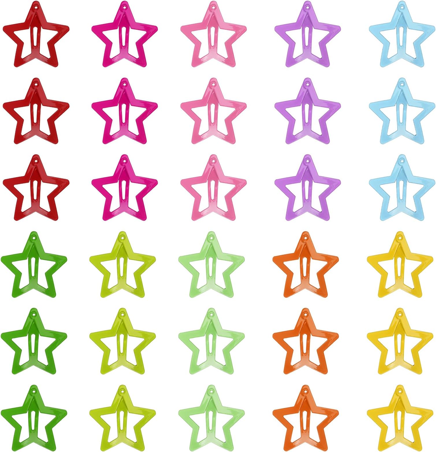 Amazon.com : 6 Pcs/Pack Colorful Star Shape Glitter Metal Snap Hair ...