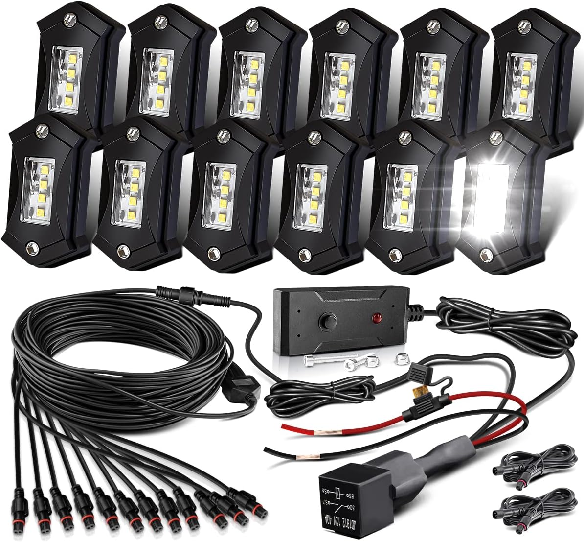 Amazon.com: LEDMIRCY Switchback LED Rock Lights Kit White/Amber Strobe ...