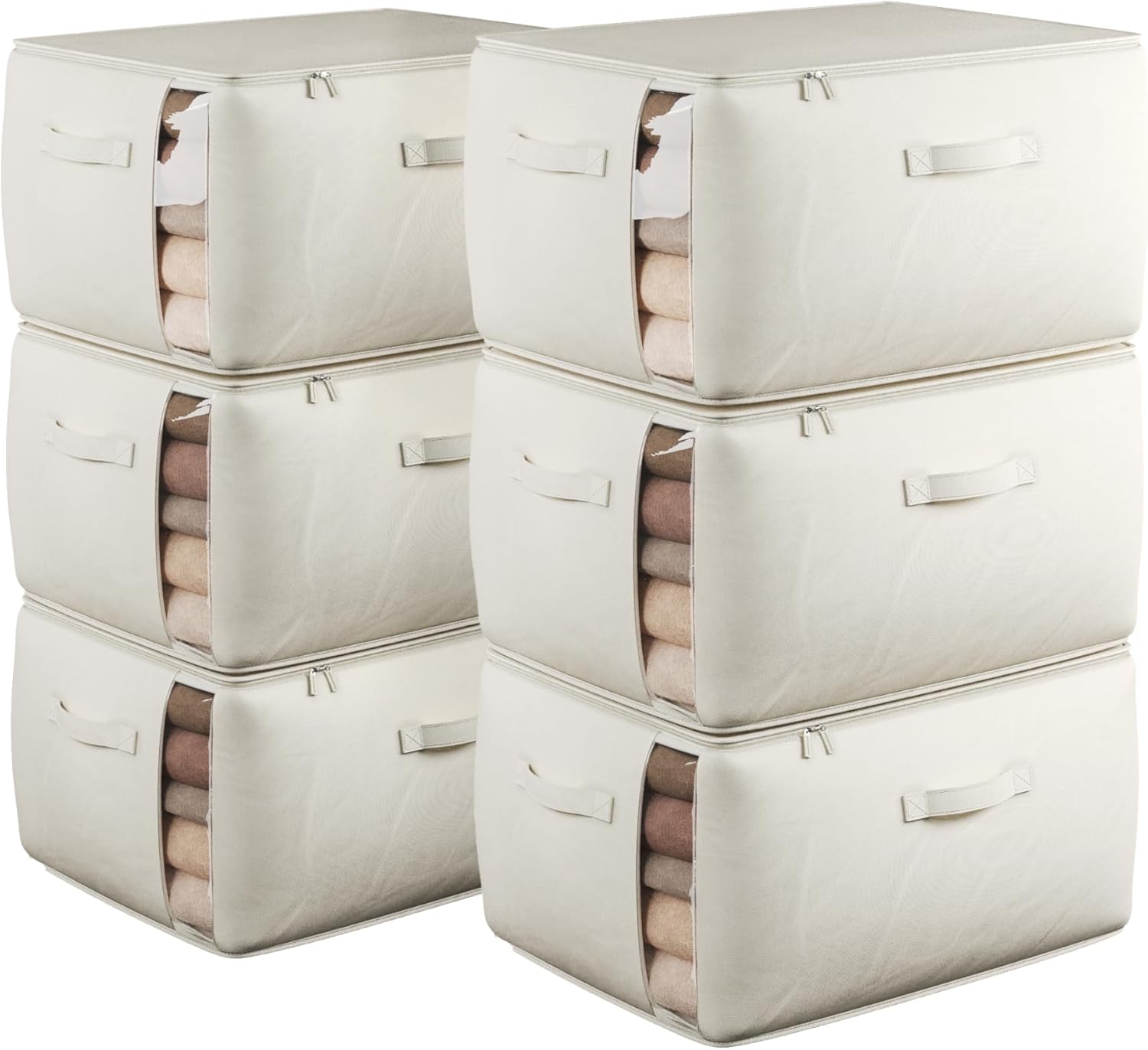 Amazon.com: TomVista Large Canvas Clothes Storage Bags with Thick Handles and Clear Window ...