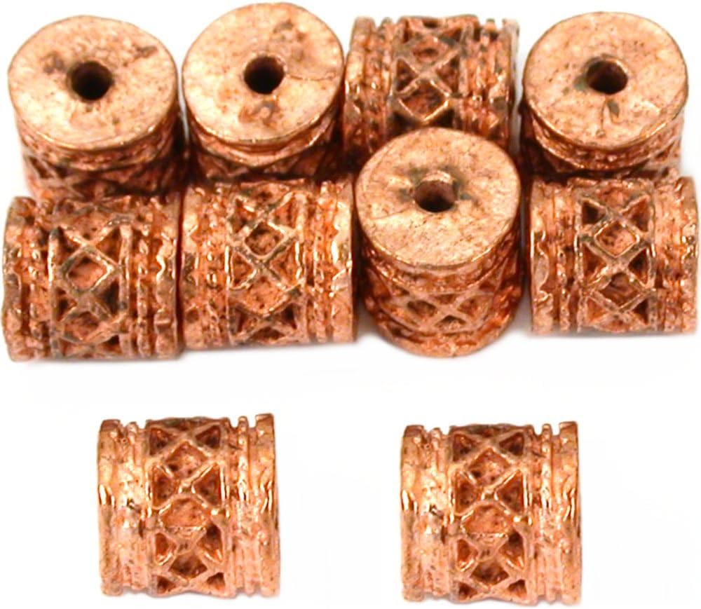 Amazon.com: 16g Bali Barrel Beads Copper Plated Tube 7mm Approx 10 ...