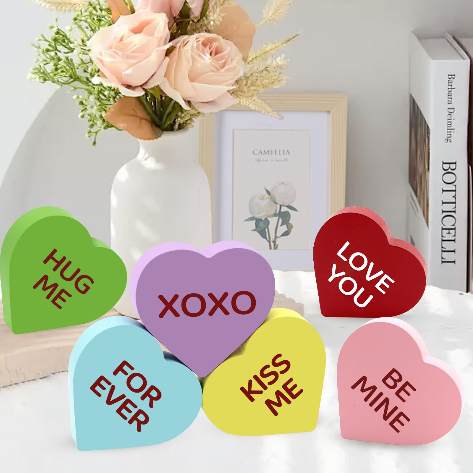 Amazon.com: 6Pcs Valentine Day Table Decor, Valentine Wood Sign Wooden ...