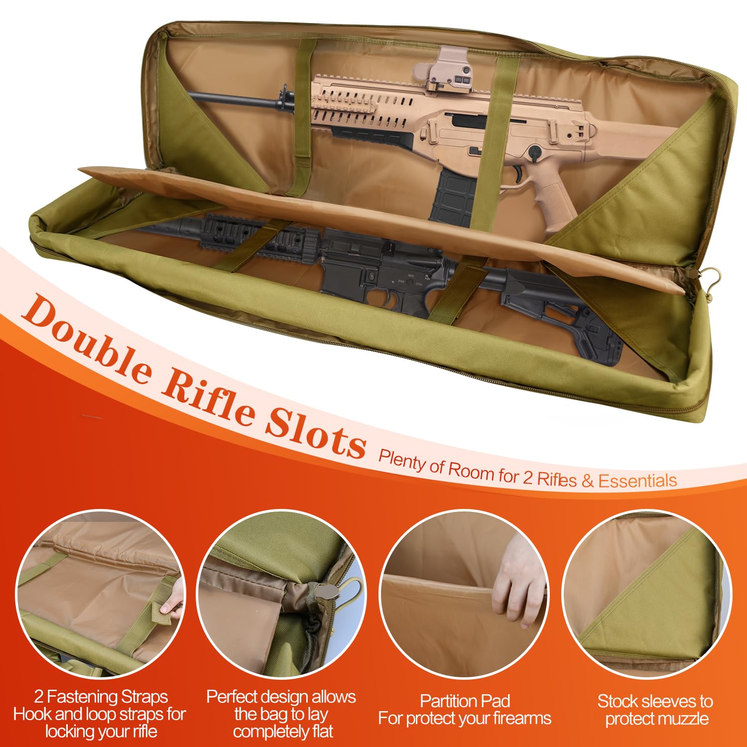 Snapklik.com : 46in Double Rifle Bag, Tactical Long Rifle Backpack ...