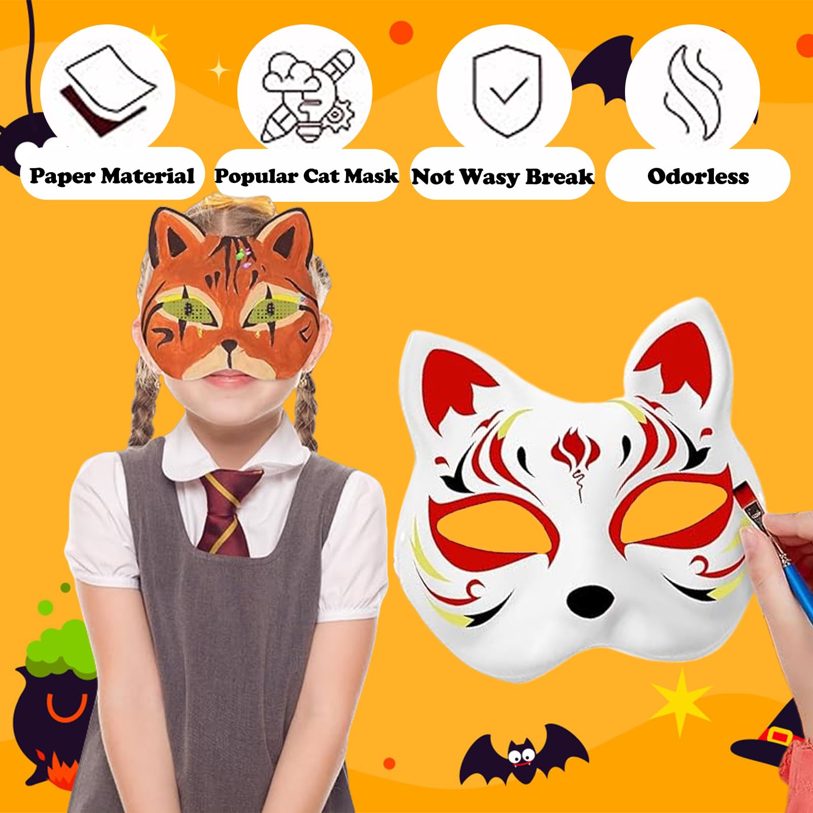 Cat Mask, Therian Mask, 23 PCS DIY Blank Fox Cat Mask, Felt Fabric ...