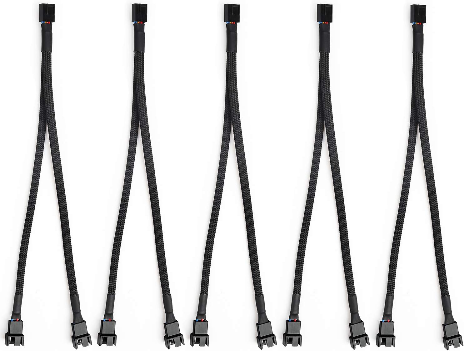 5 Pack PWM Fan Splitter, Black Sleeved Braided Y Splitter,1 to 2 ...