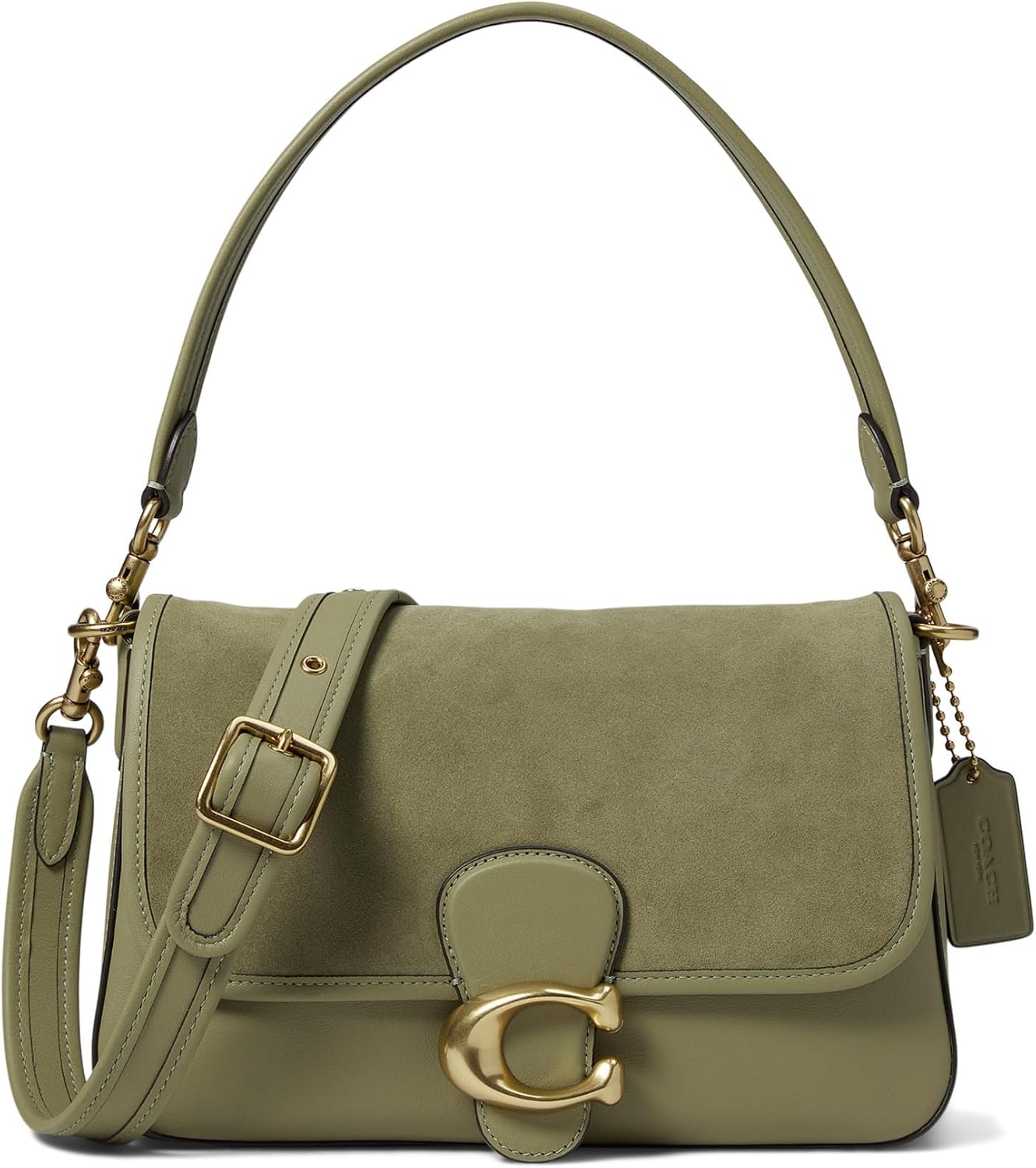COACH Suede Flap Soft Tabby Shoulder Bag, Moss: Handbags: Amazon.com