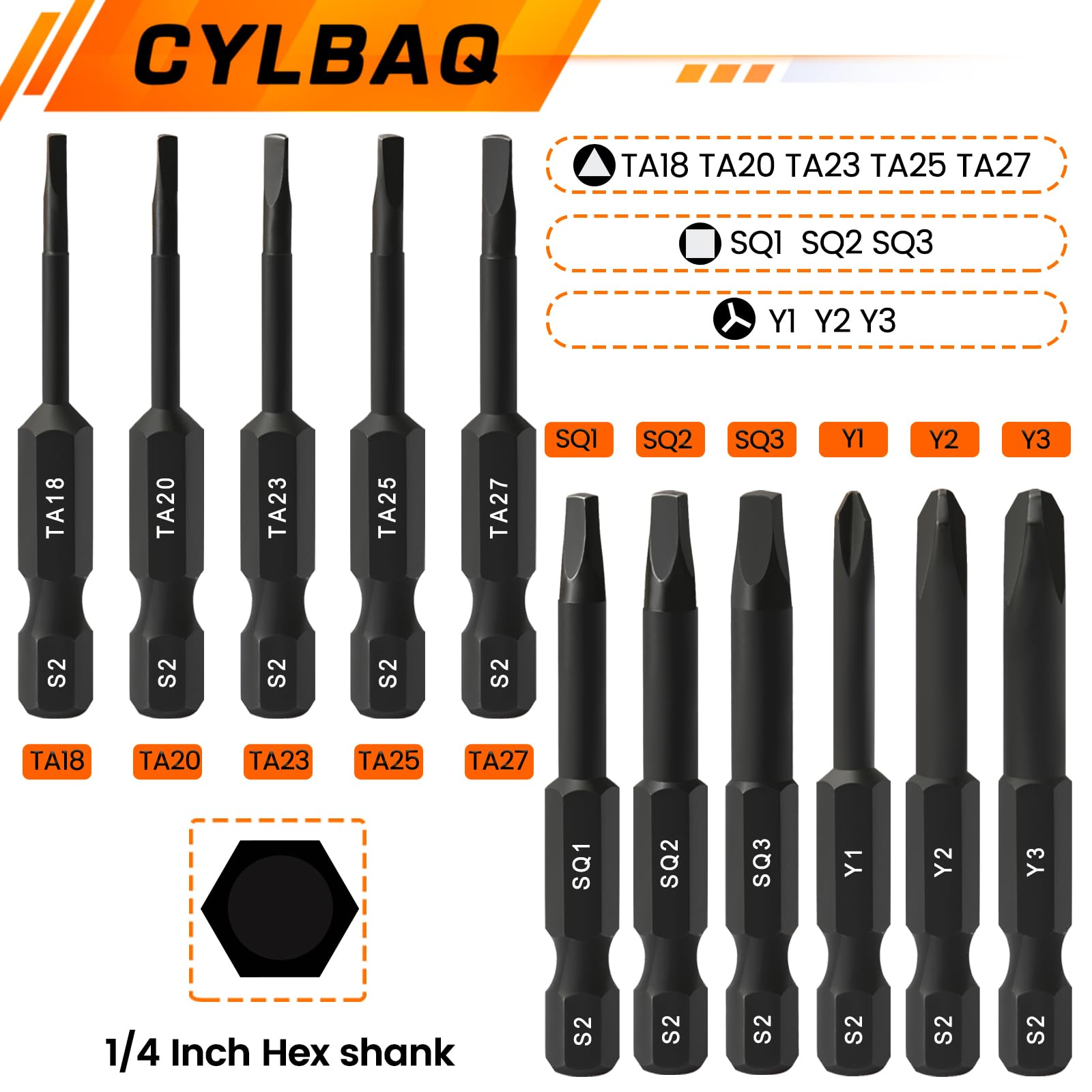 CYLBAQ Square, Triangle Head and Y Shaped Tri Wing Screwdriver Bit Set ...