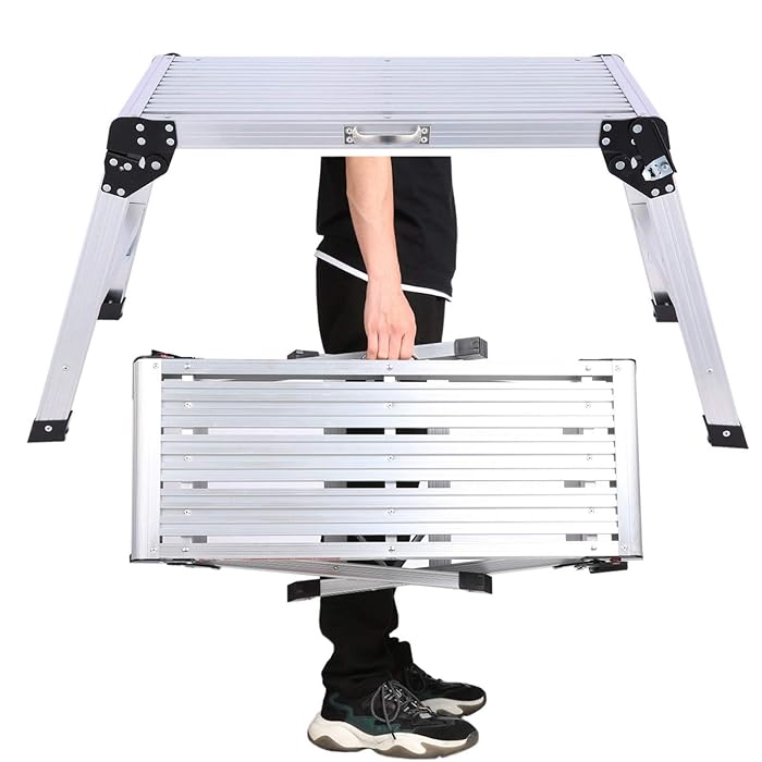 Buy Work Platform Large 30 inch Folding Aluminum Step Ladder with ...