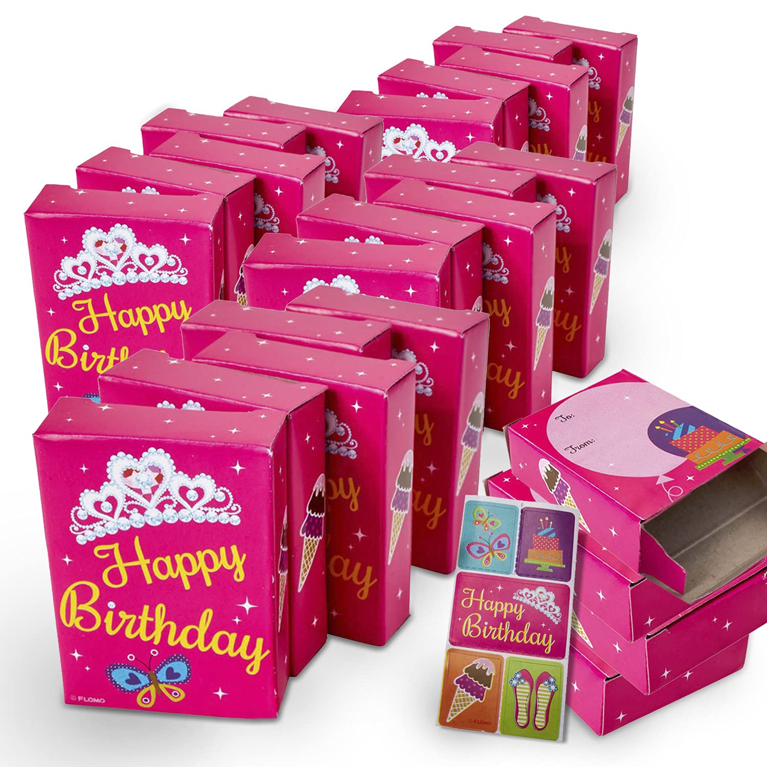 Amazon.com: Kicko Birthday Girl Sticker Boxes - 24 Packs - for Kids ...