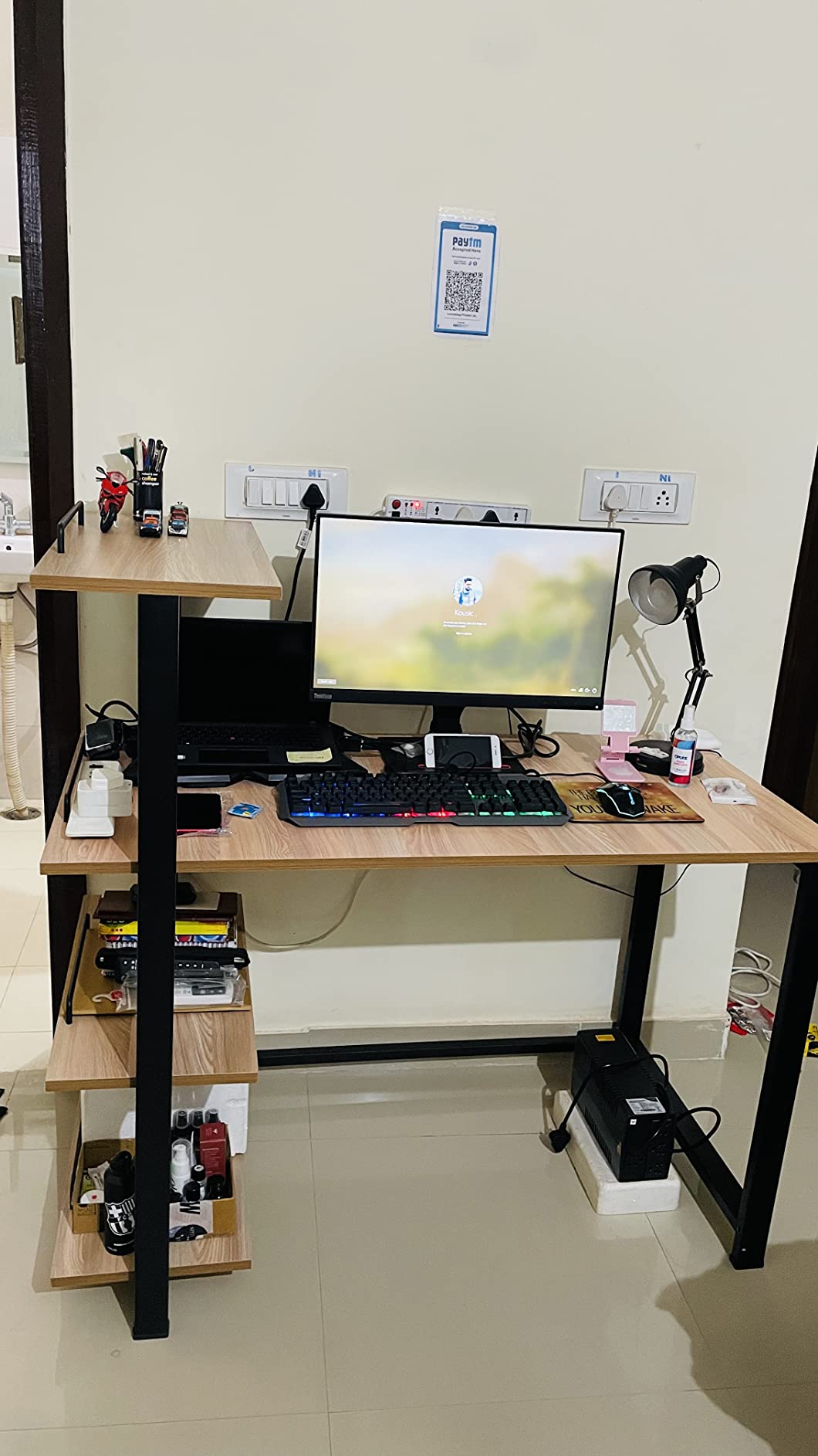 TEKAVO - Computer Desk Writing Study Table with 4 Tier Bookshelves for ...