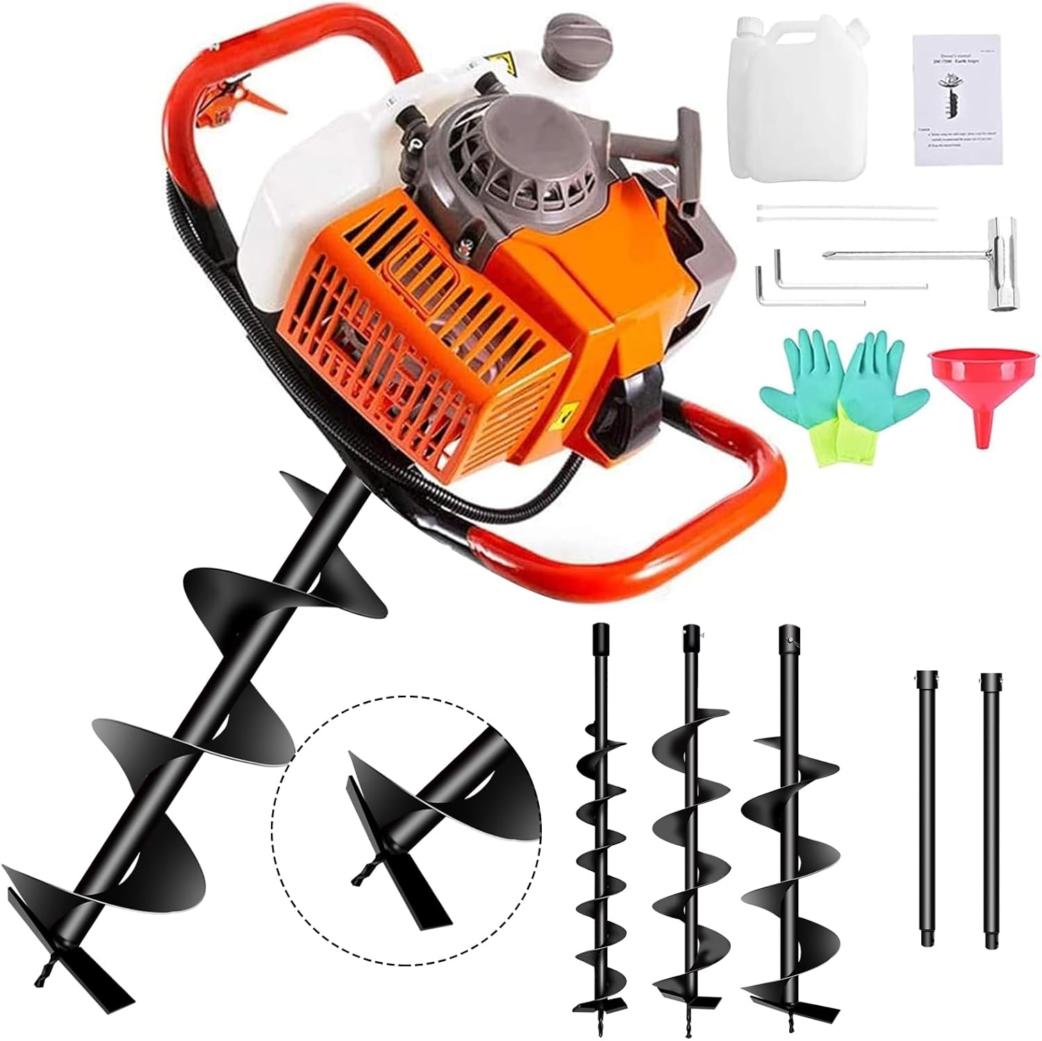 Amazon.com: PRIJESSE 72cc Post Hole Digger 2-Stroke Petrol Gas Powered ...