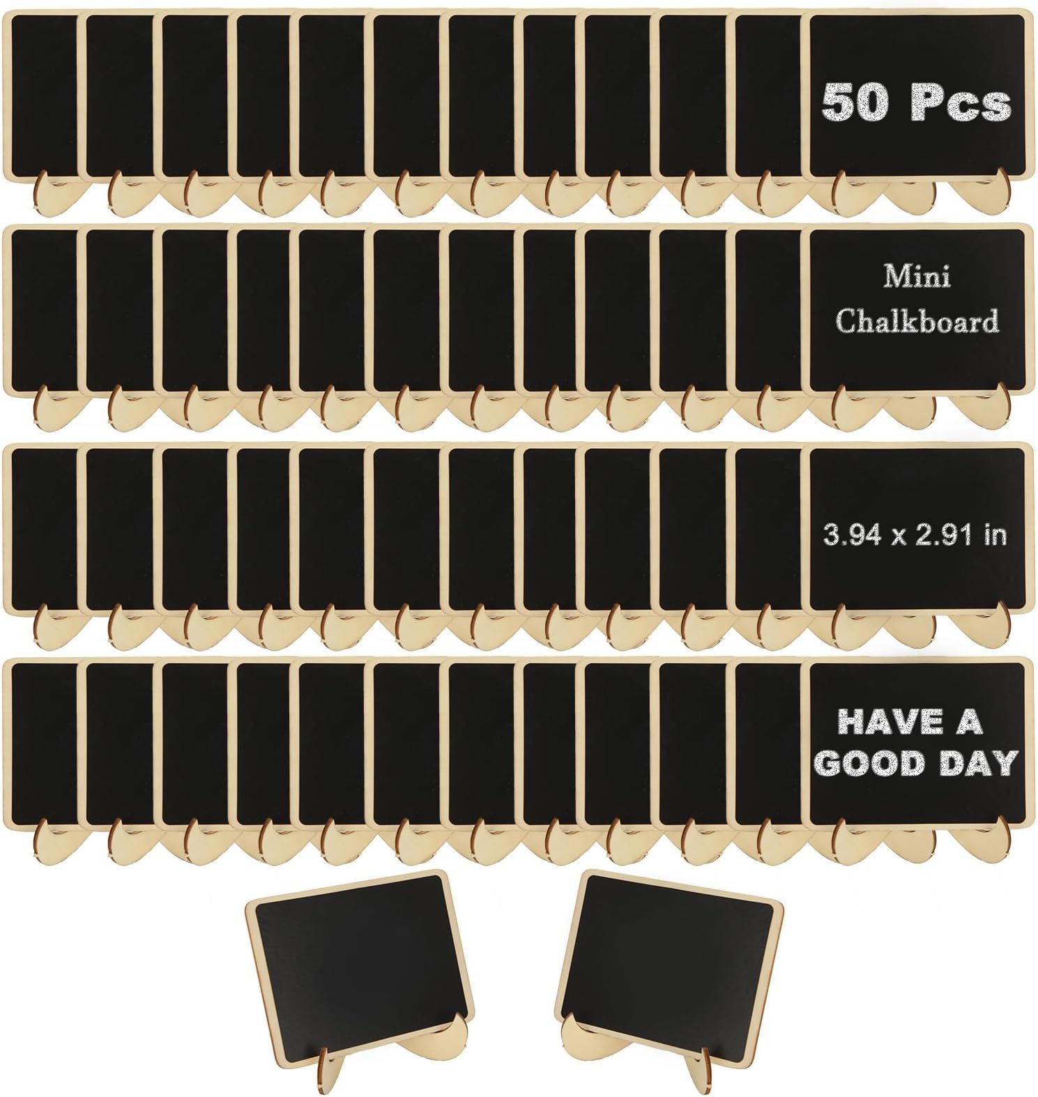 SHUESS 50 Pcs Mini Chalkboard Signs - 10 x 7.4 cm Mini Chalk Board ...
