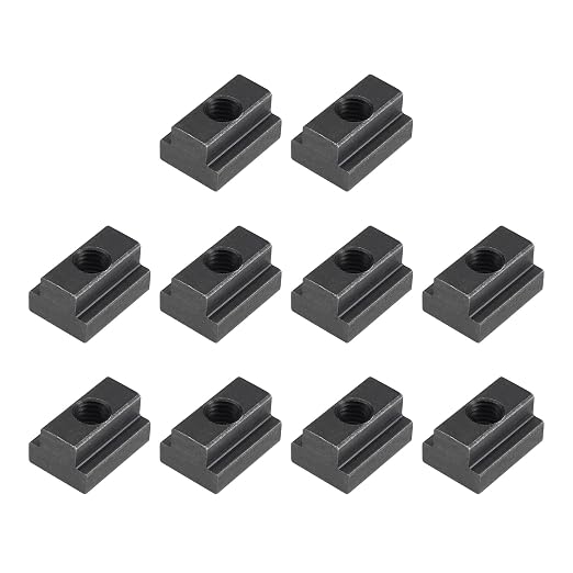 uxcell M8 Thread T Slot Nuts, Alloy Steel Black Oxide Finish Grade 8.8 ...