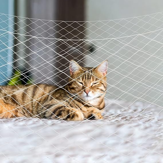 JUMXSRLE Cat Balcony Net, Transparent Nylon Pet Mesh Fence for Dogs ...
