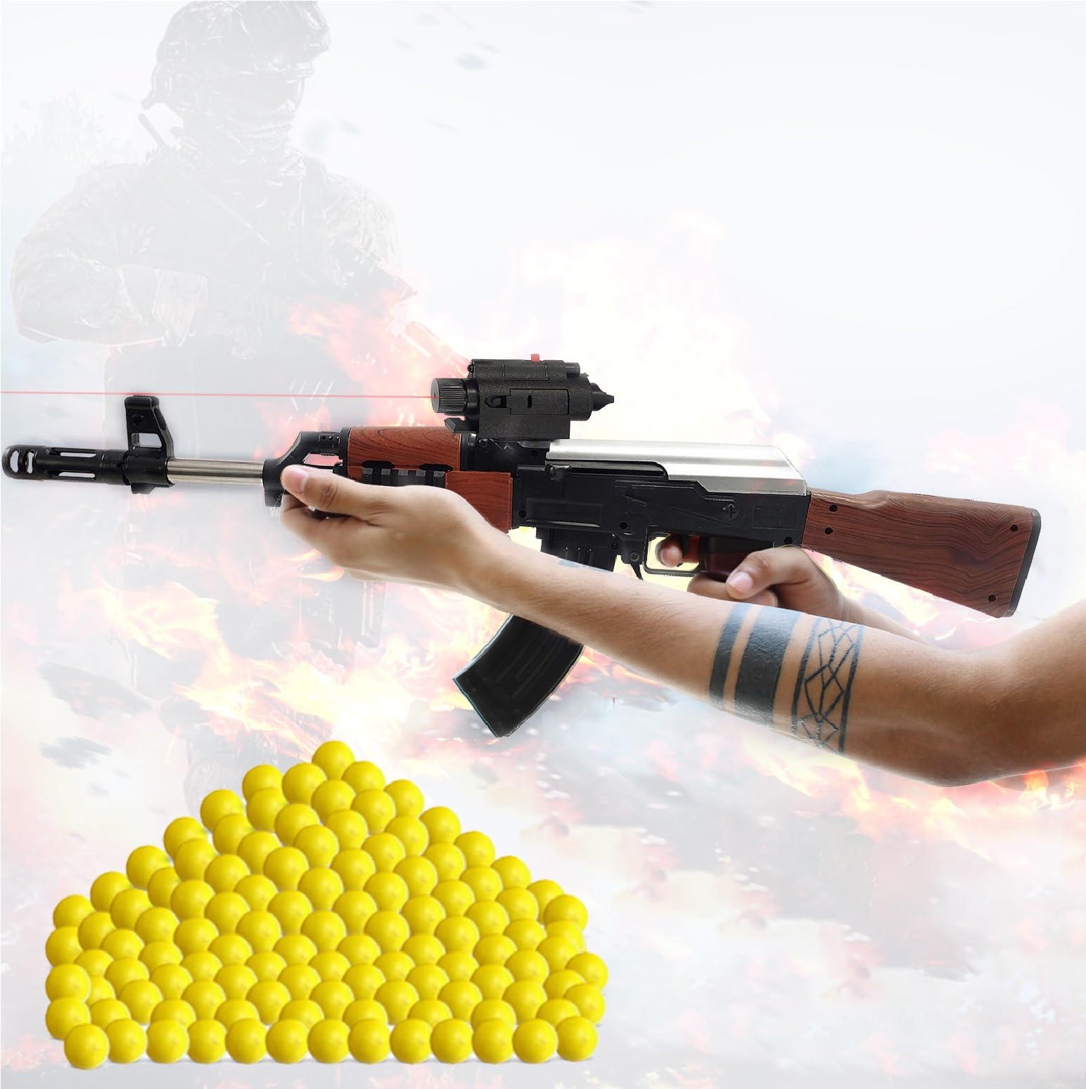 Buy NHR AK47 Toy with Laser Light with 500 Bullets, 24-inch Long ...