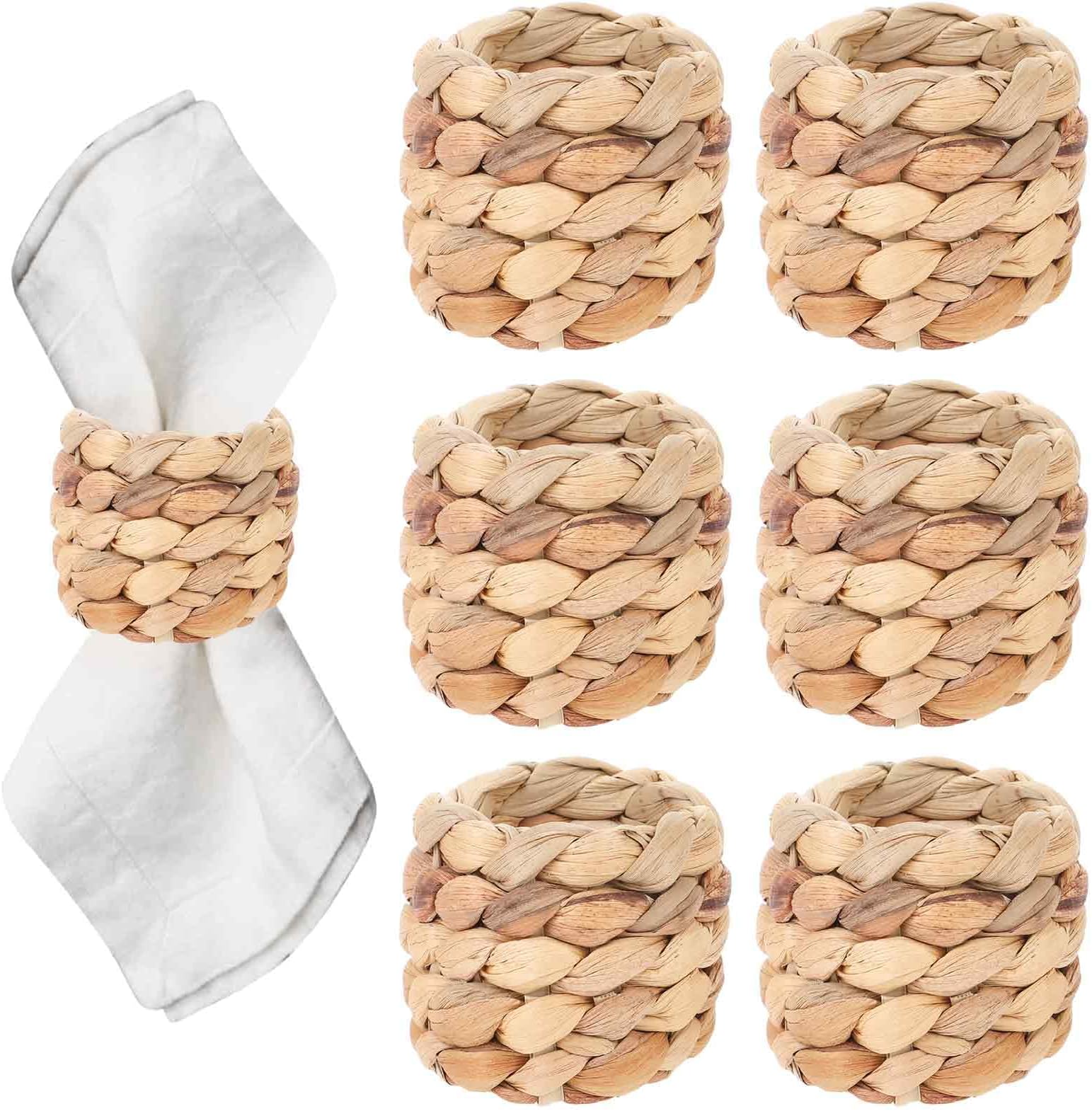 Amazon.com: Wicker Rustic Napkin Rings Set of 24, Round Woven Boho ...