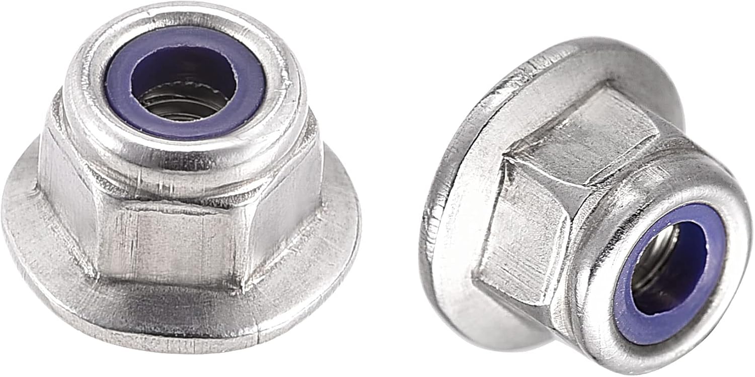 Amazon.com: uxcell M4 Nylon Insert Hex Lock Nuts with Flange, 304 ...
