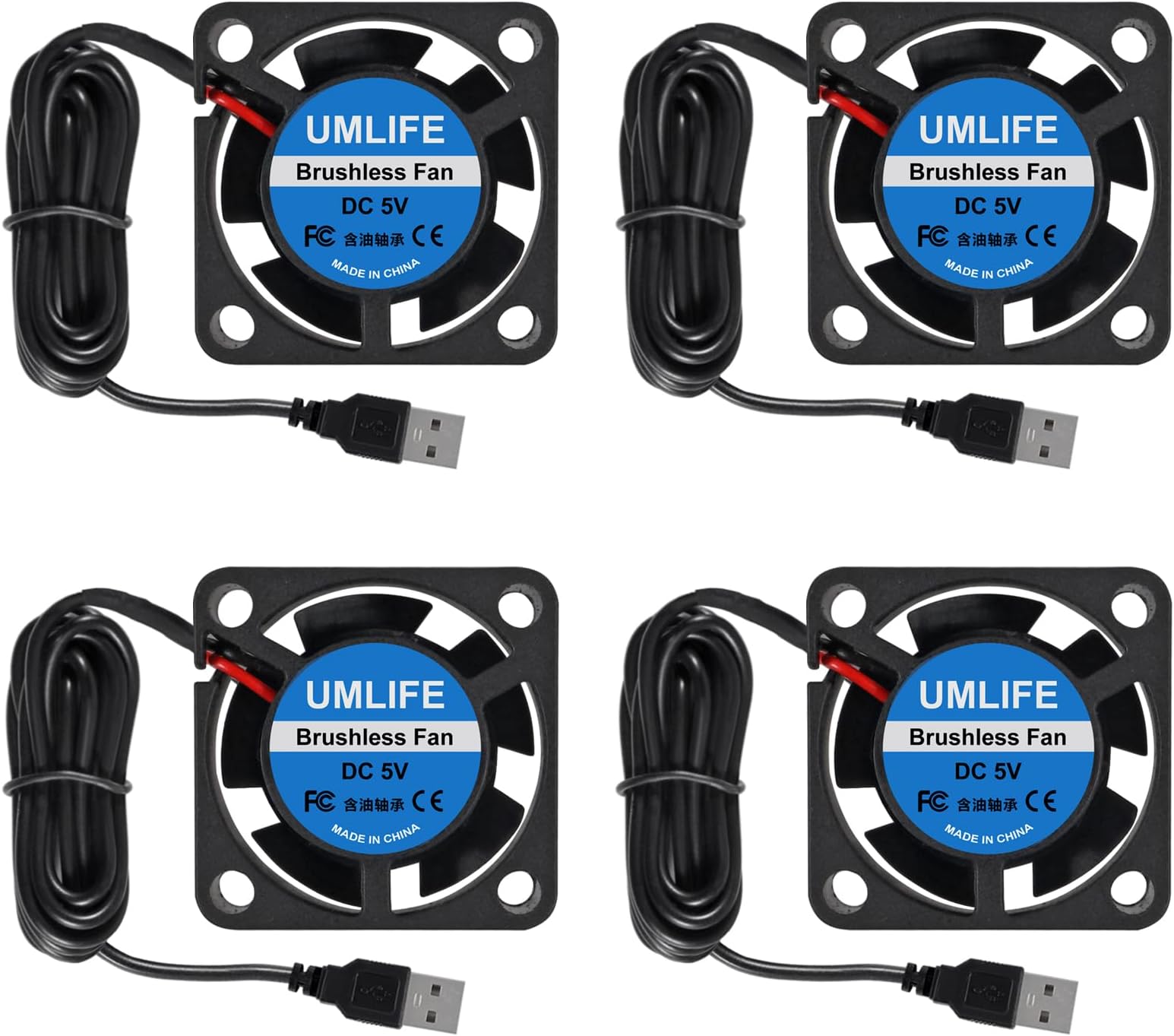 Amazon.com: 4 Pack USB Brushless Cooling Fan 40mm High Performance DC ...
