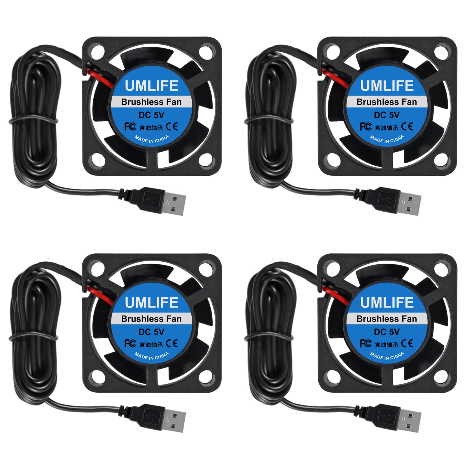Amazon.com: UMLIFE 4pcs USB 5V DC Fan 2510 Small 2 pin Cooling Cooler ...