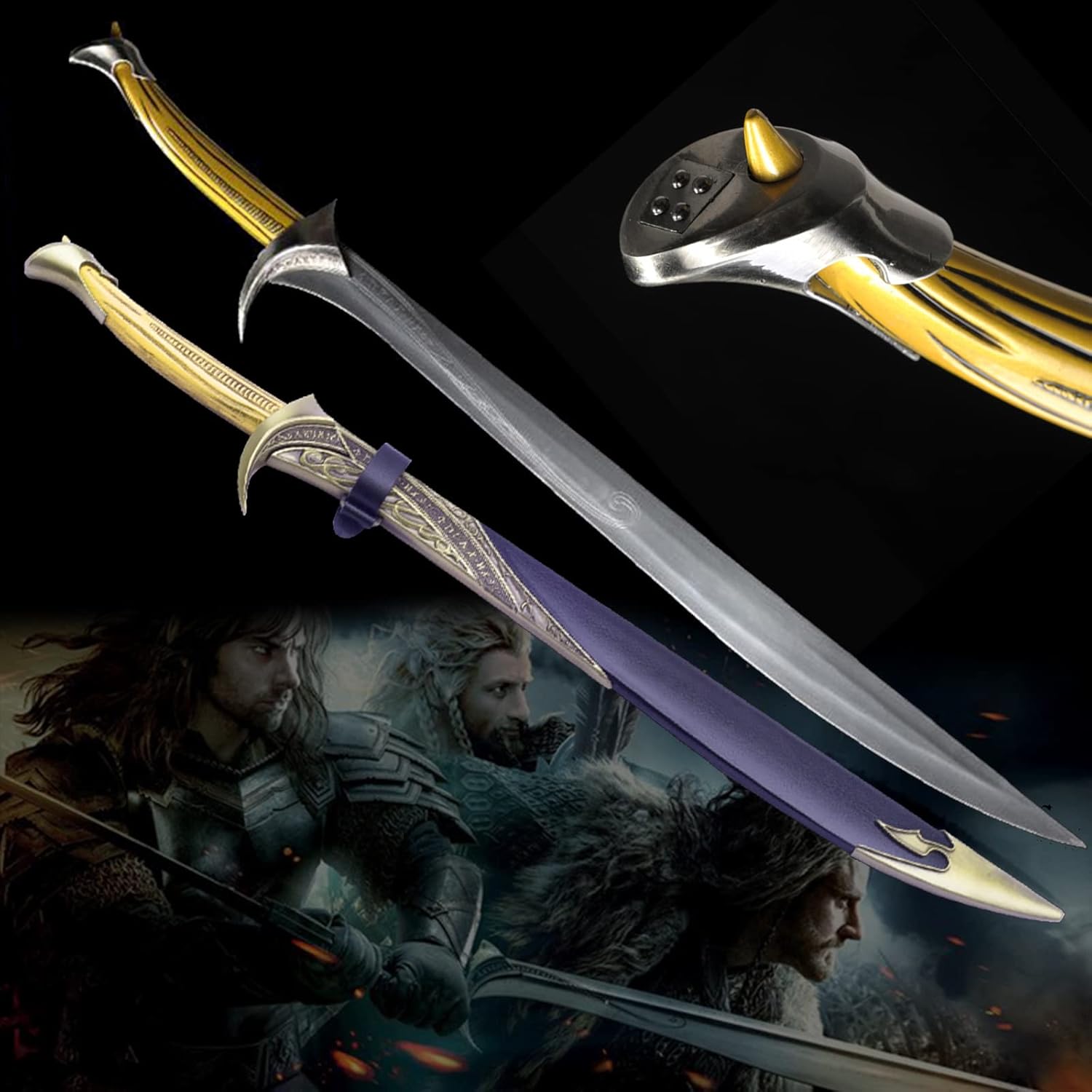 NIANXINN 98 cm langes Hobbit-Orcrist-Schwert,Edelstahlklinge ...