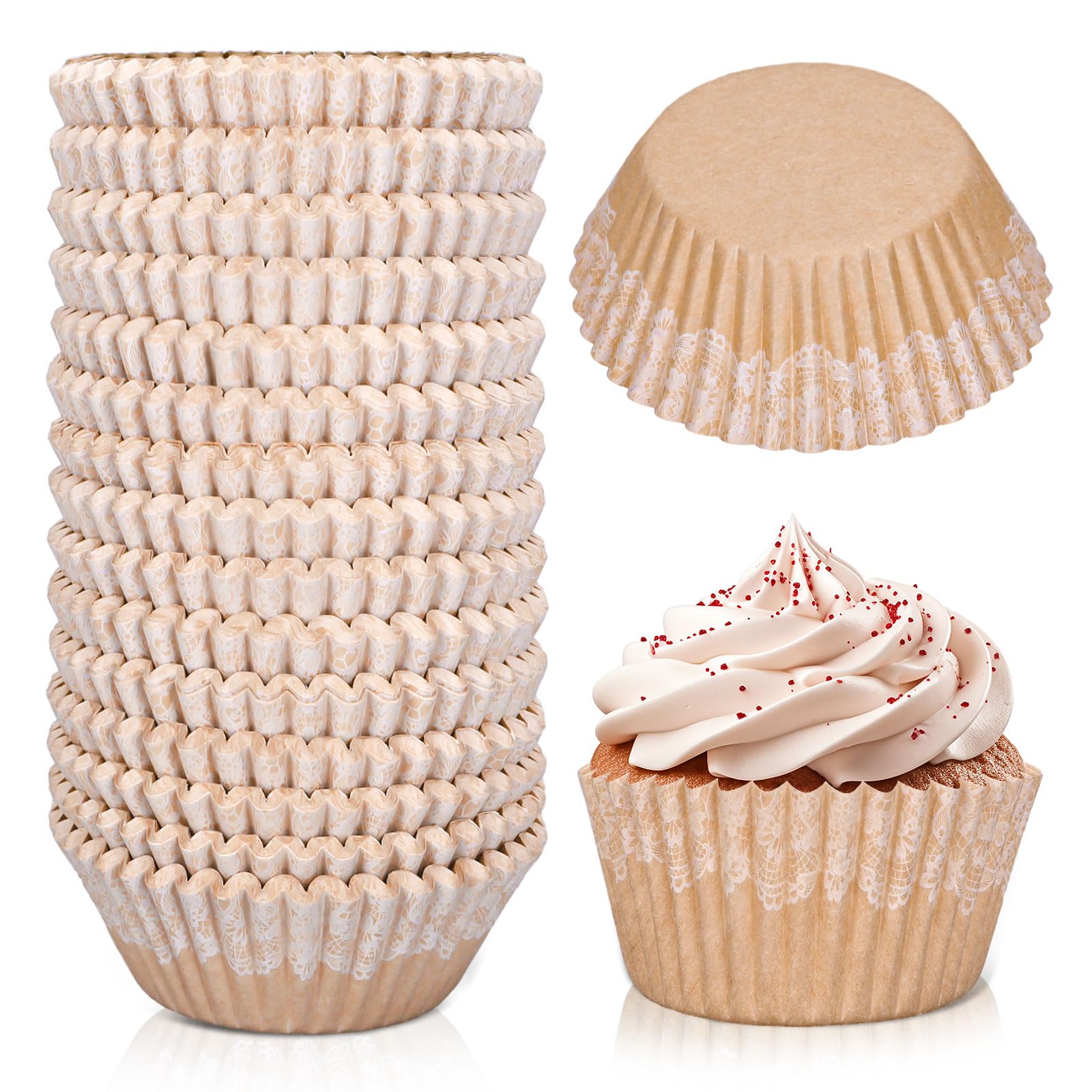 Rustic Wedding Cupcake Papers 50 Pack Tulip Cupcake Liners, Cupcake