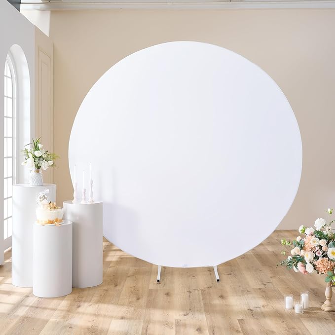 Amazon.com : gogoparti 6.5 FT Pure White Polyester Round Backdrop Cover ...
