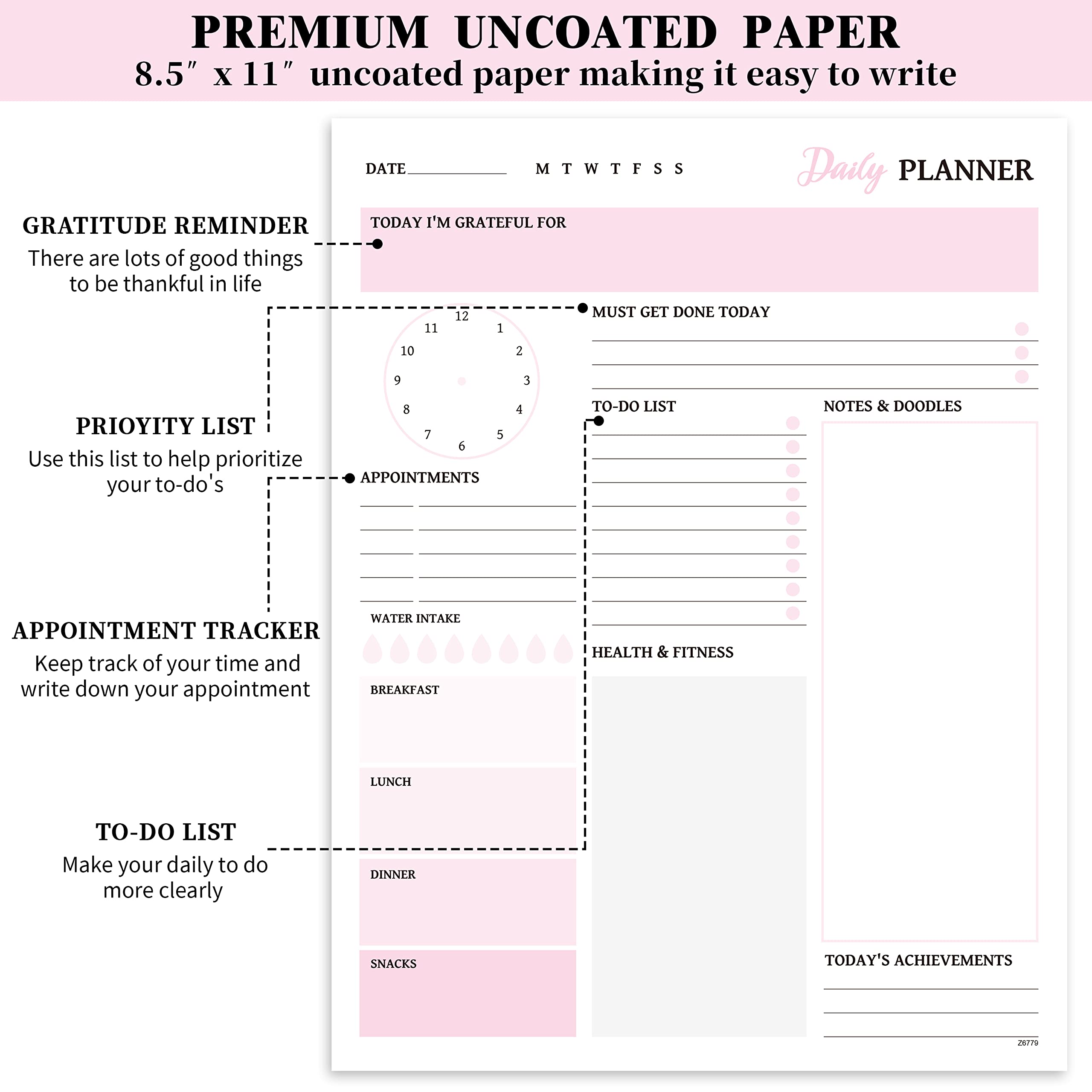 To Do List Notepad - Daily Planner Notepad Undated 50 Sheets Tear Off ...