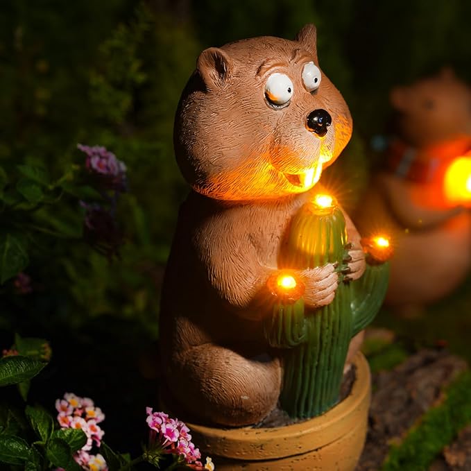 Amazon.com: Delighture Solar Groundhog Garden Statue with LED Lights ...