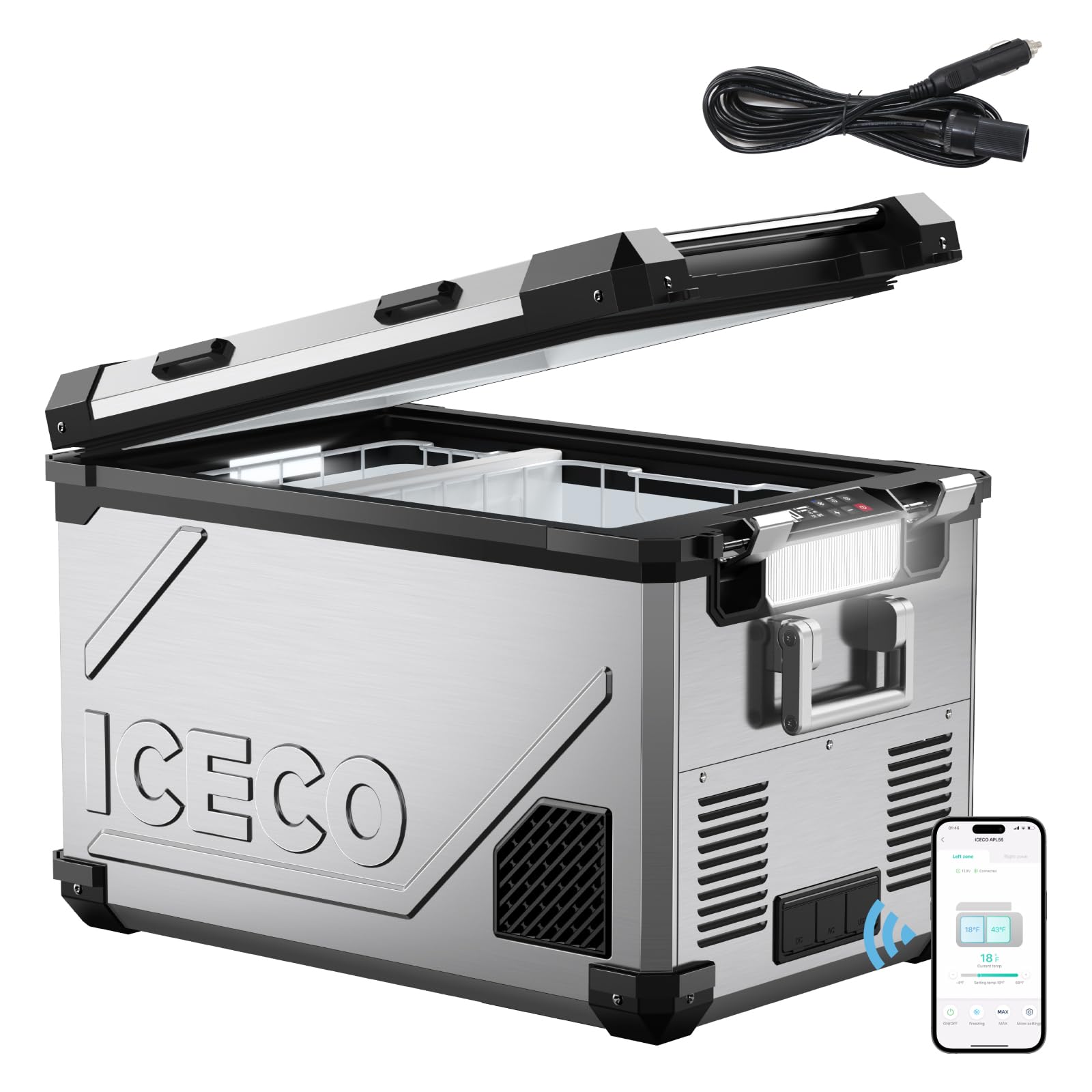 Amazon.com: ICECO APL55 Portable Refrigerator, 58Qt 12V Dual Zone ...