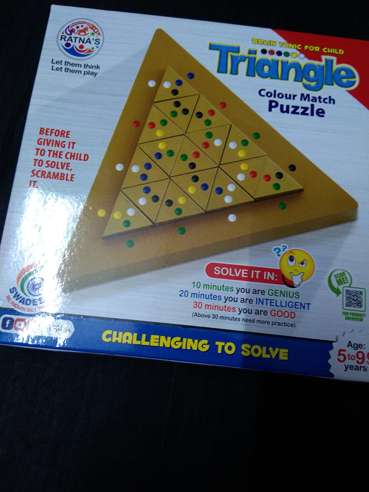 RATNA'S Triangle Colour Match Puzzle, Challenging to Solve for Ages 5 ...