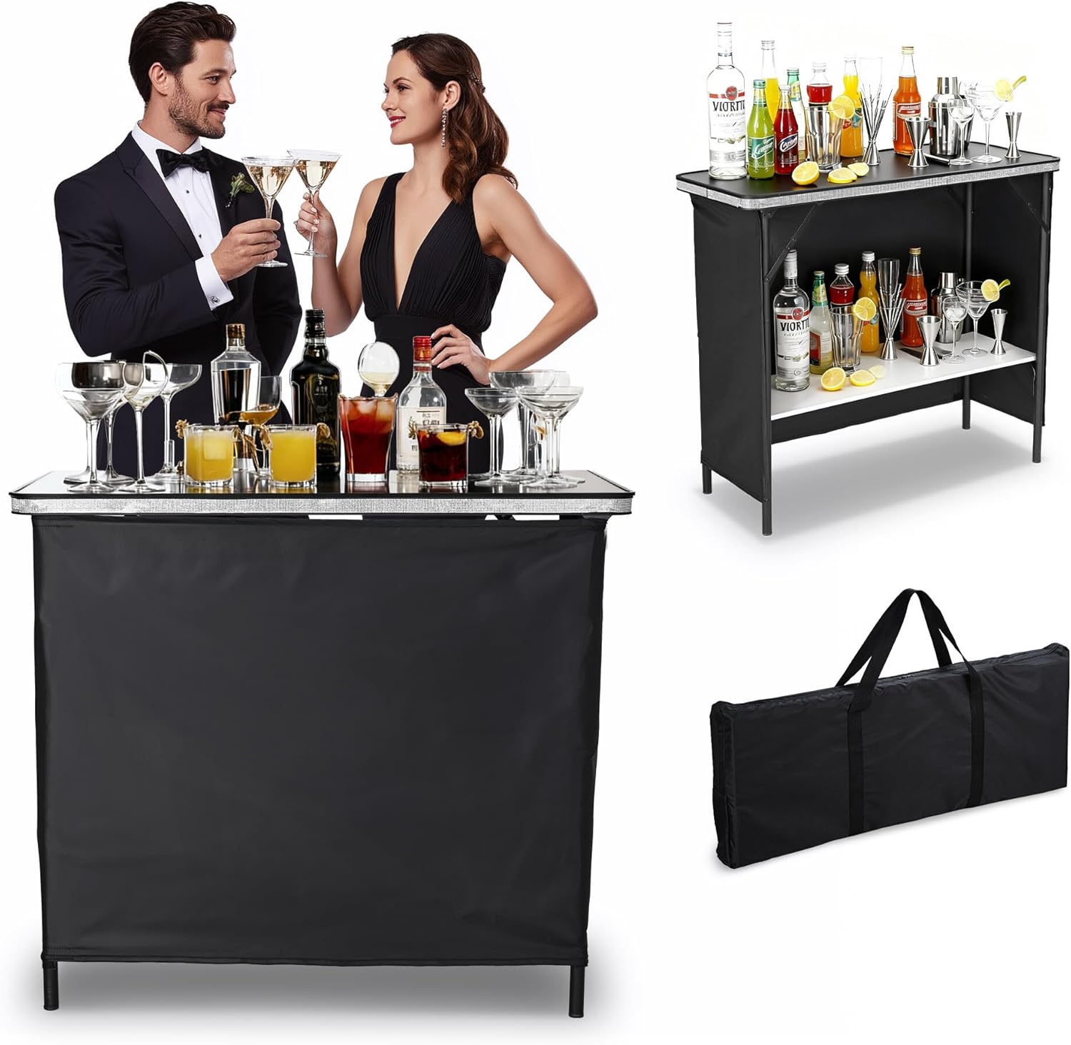 Amazon.com: Instahibit EZ GO Folding Portable Bar Table Pop up Bar ...