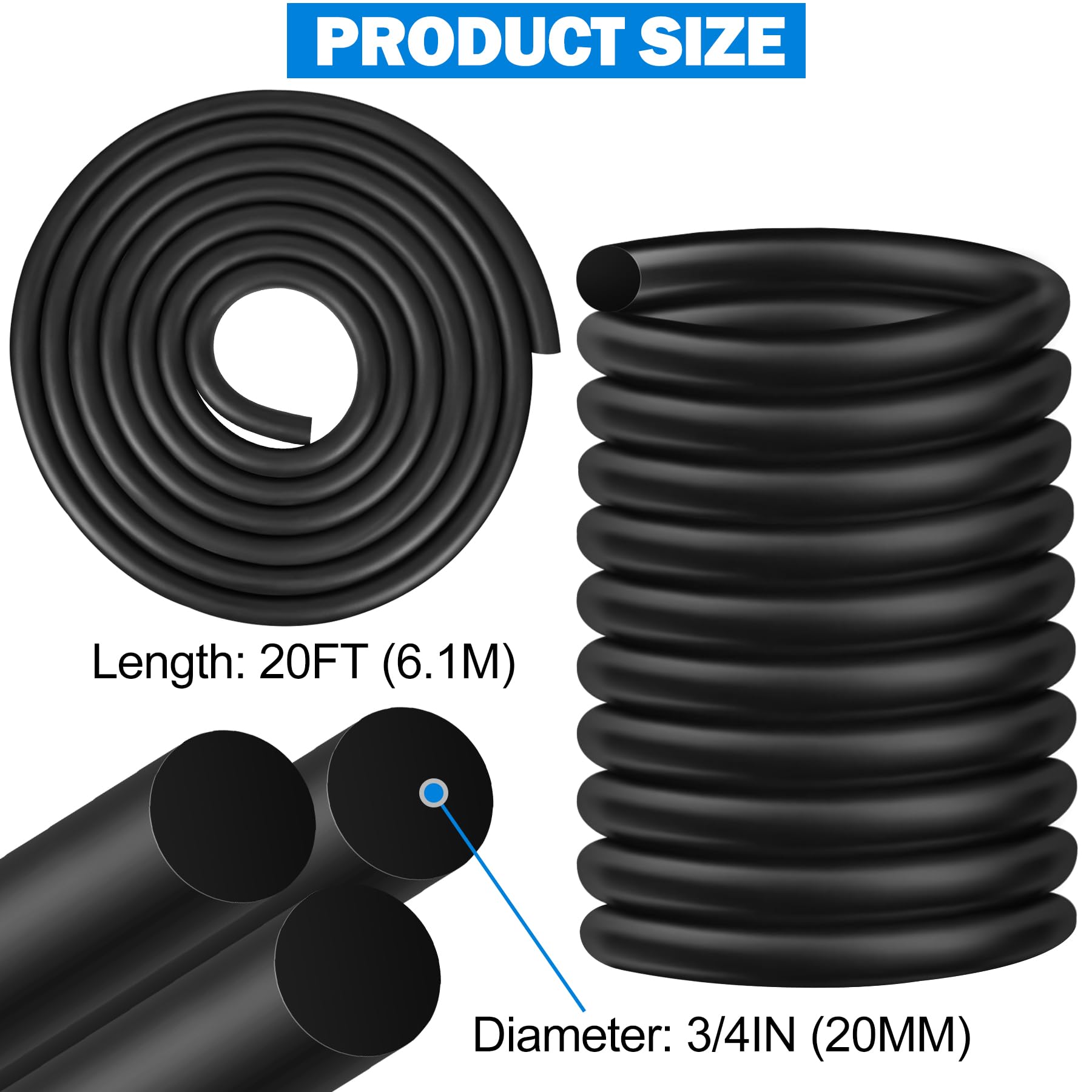 Snapklik.com : MYFAMIREA 20FT Backer Rod 3/4 Inch EPDM Rubber Caulk ...