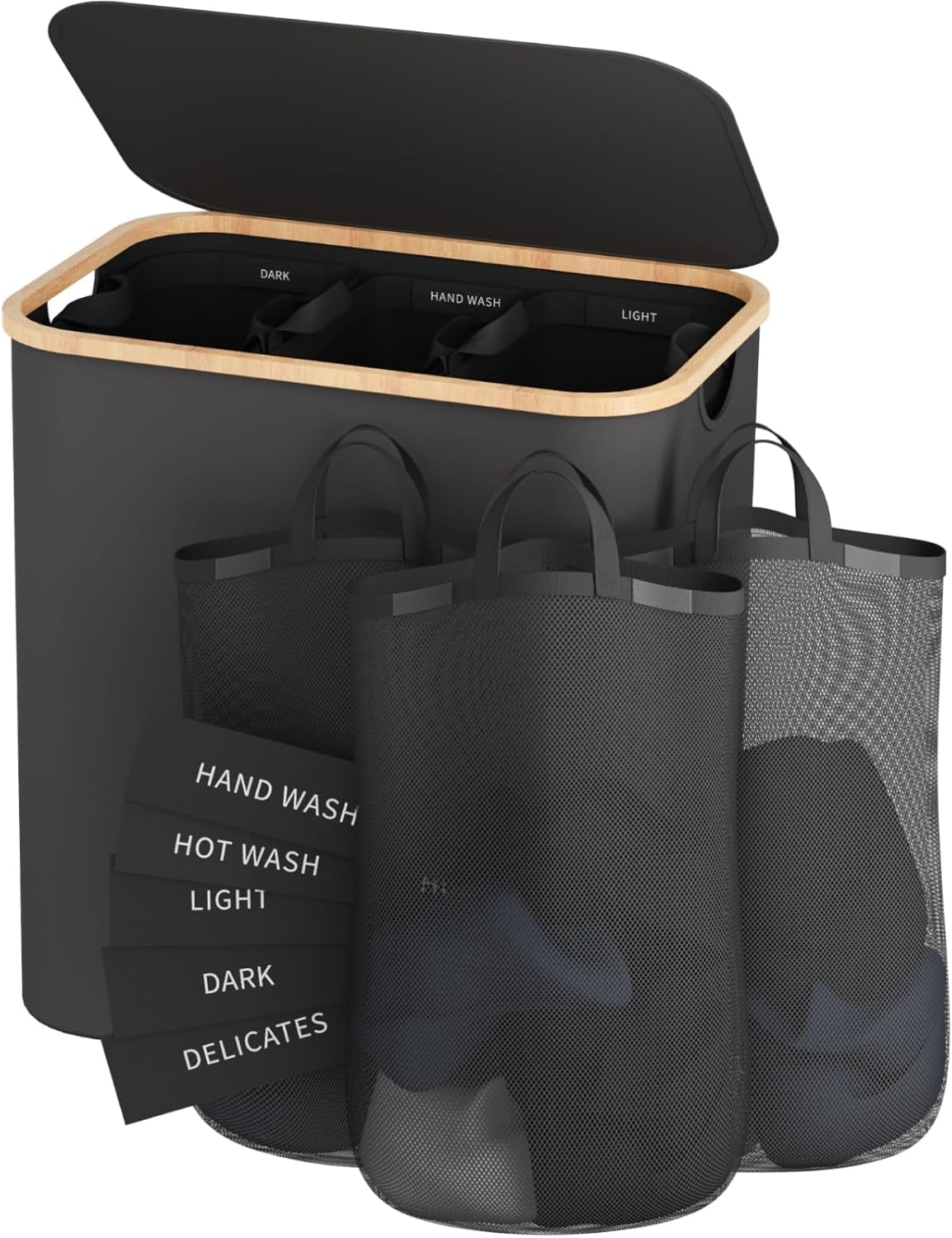 Amazon.com: Laundry Hamper 3 Section, 145L Dirty Clothes Hamper with ...