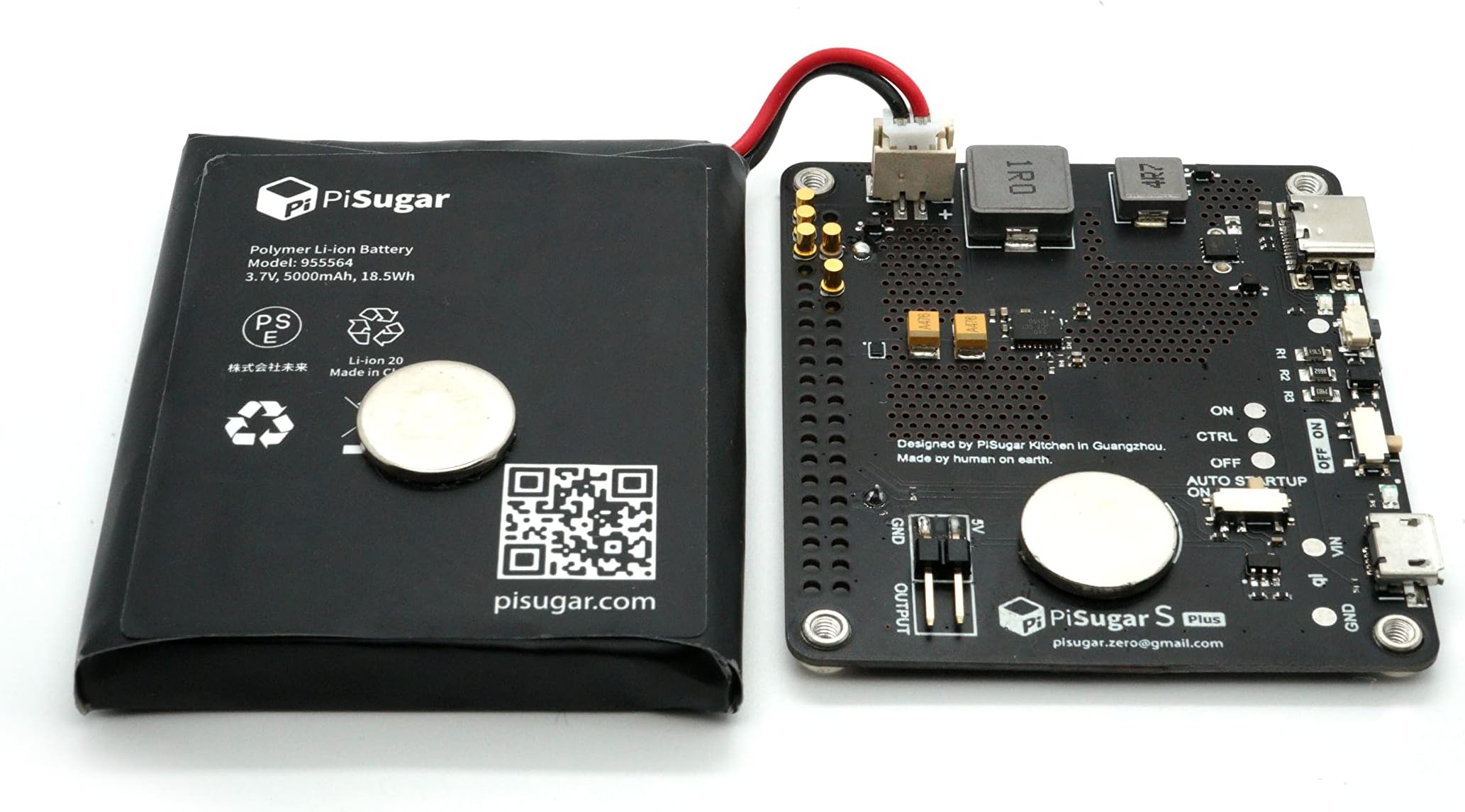 PiSugar S Plus Portable 5000 mAh UPS Lithium Battery Power Module ...