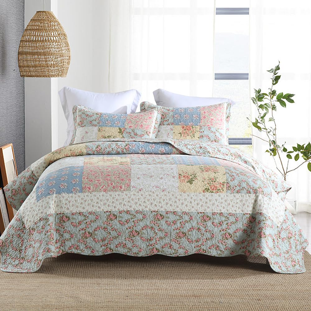 camandy Cotton Bedspread Quilt Bedding Sets 3 Pieces Reversible ...