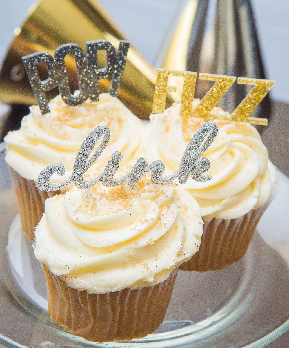 Amazon.com: New Years Cupcake Toppers -"POP! Fizz Clink" New Years Eve ...