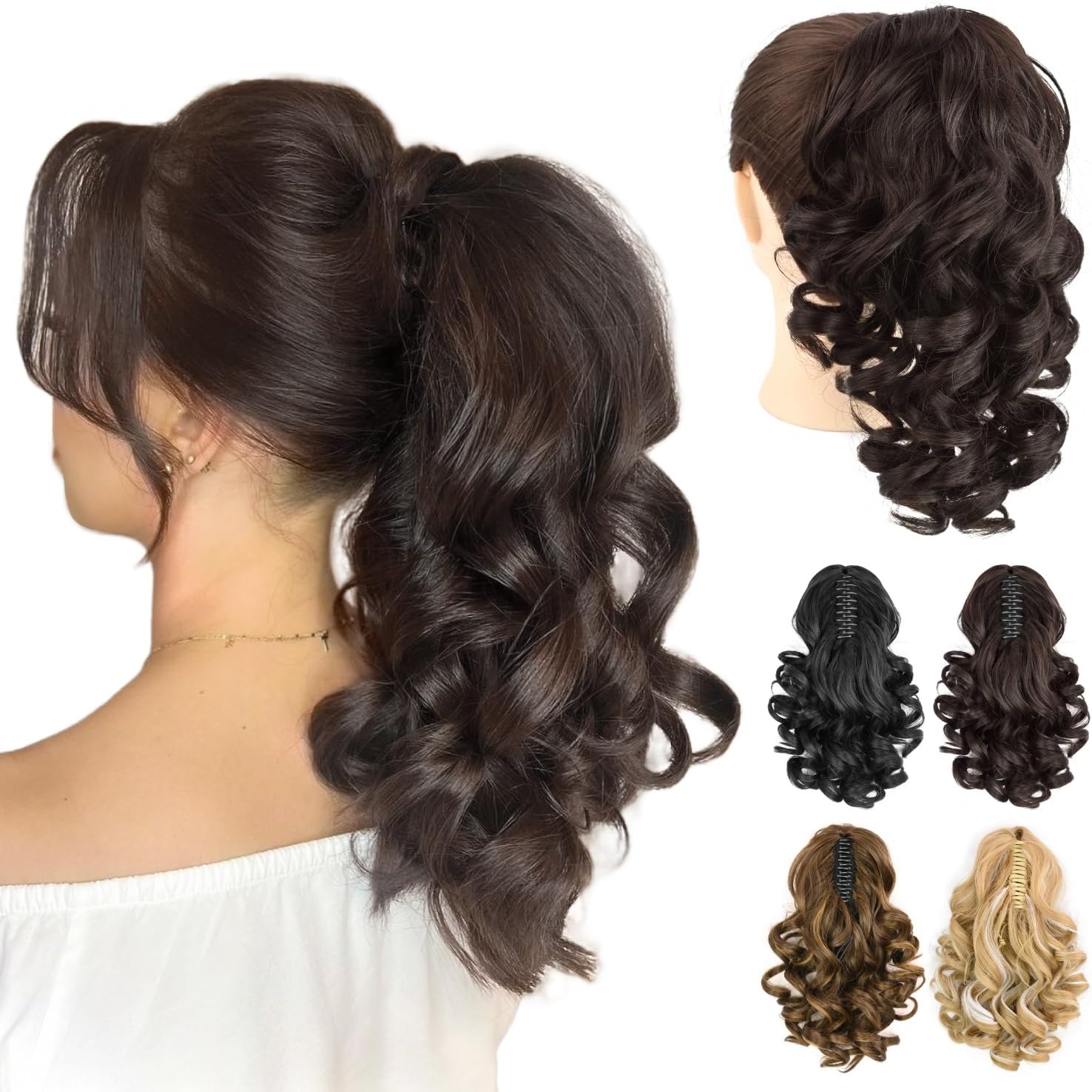 Amazon.com : ZERAL Short Ponytail Extension10 inch Wavy Drawstring ...