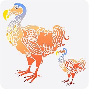FINGERINSPIRE Dodo Pair Painting Stencil 30x30cm Bird Pattern Drawing ...
