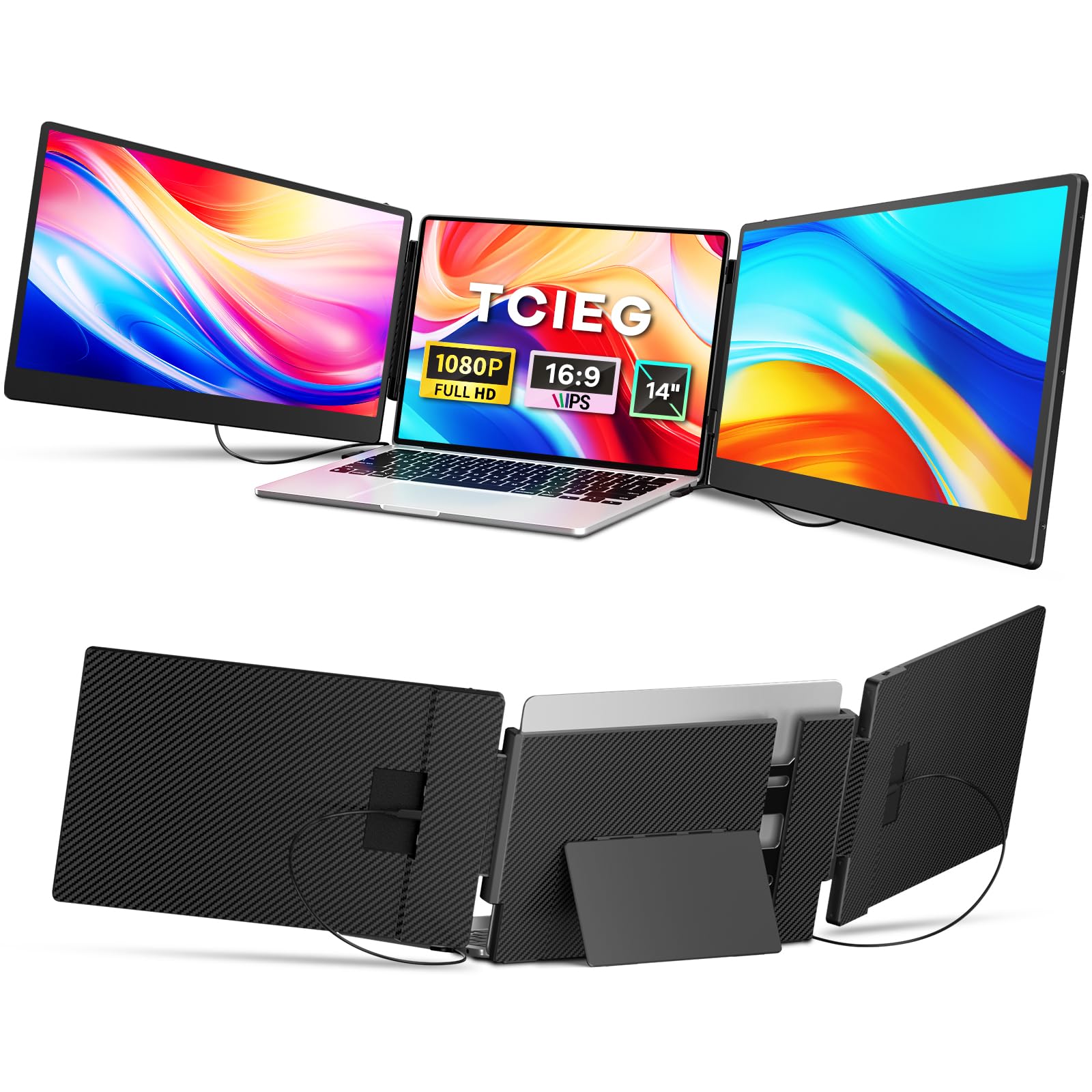 Buy Laptop Screen Extender, 14" Triple Portable Monitor for Laptop 13 ...