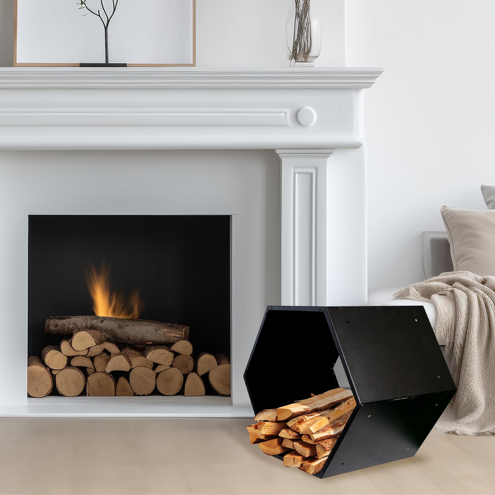 Snapklik.com : Firewood Rack Heavy Duty Wood Holders Fireplace Wood ...