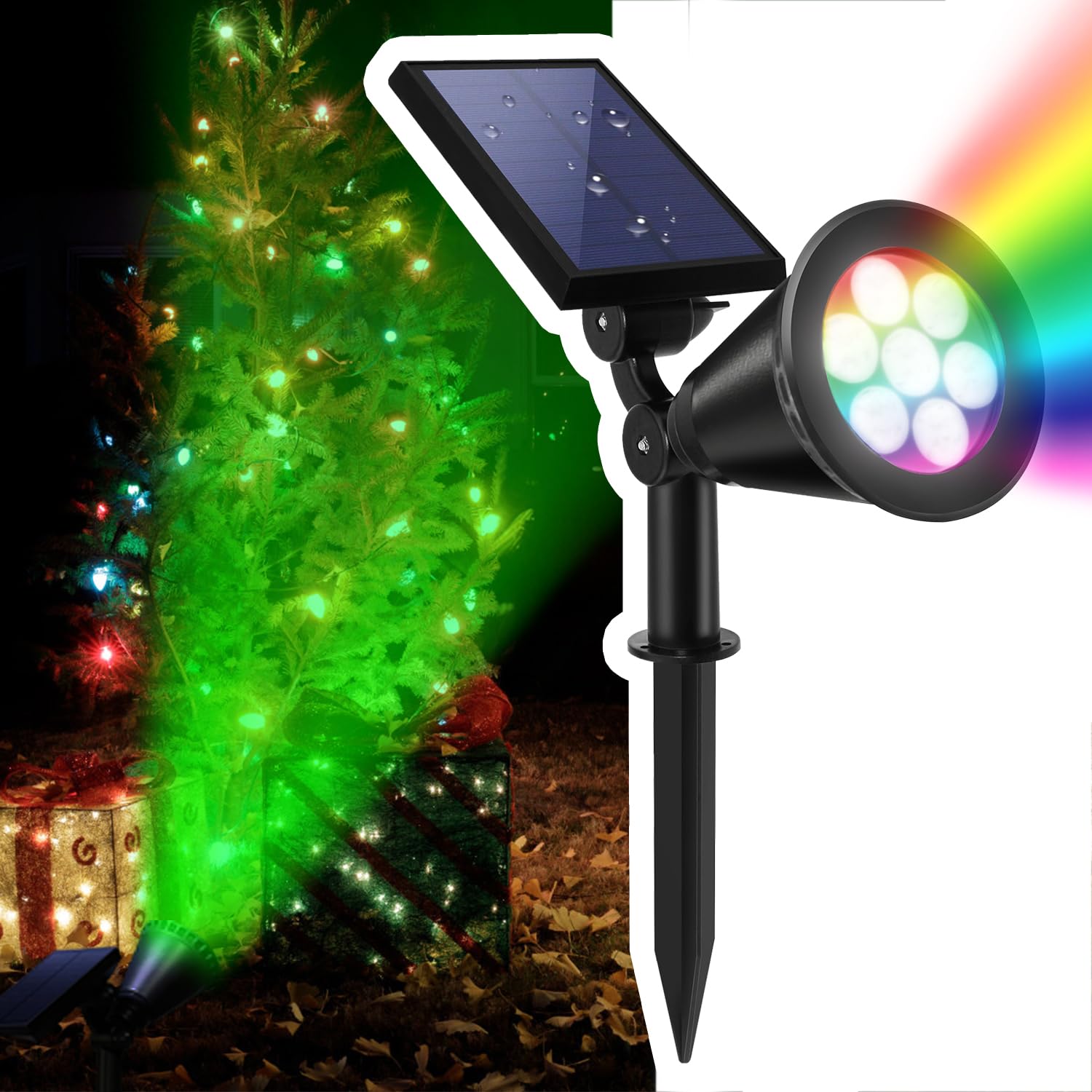 Solar Spotlights Outdoor, Flag Pole Light 7-LED Solar Spot Lights, RGB ...