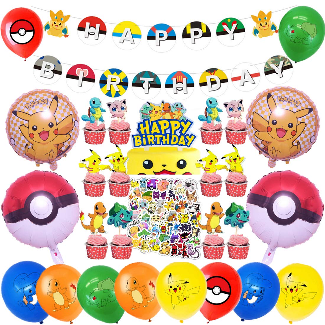 Buy Pikachu Birthday Party Supplies, Dadoudou 90pcs Pikachu Party ...