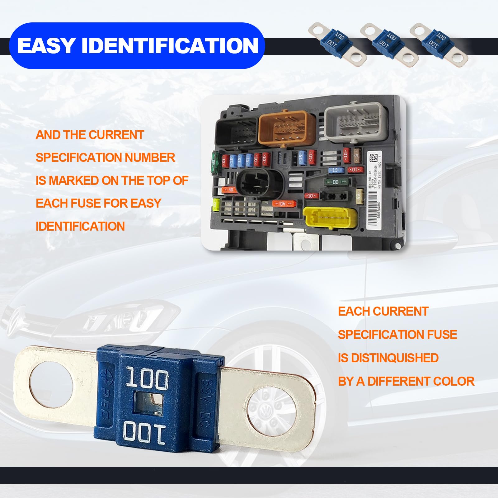 Snapklik.com : 3PCS AMI/Midi Fuse, High Current 100A, For Cars, Buses ...