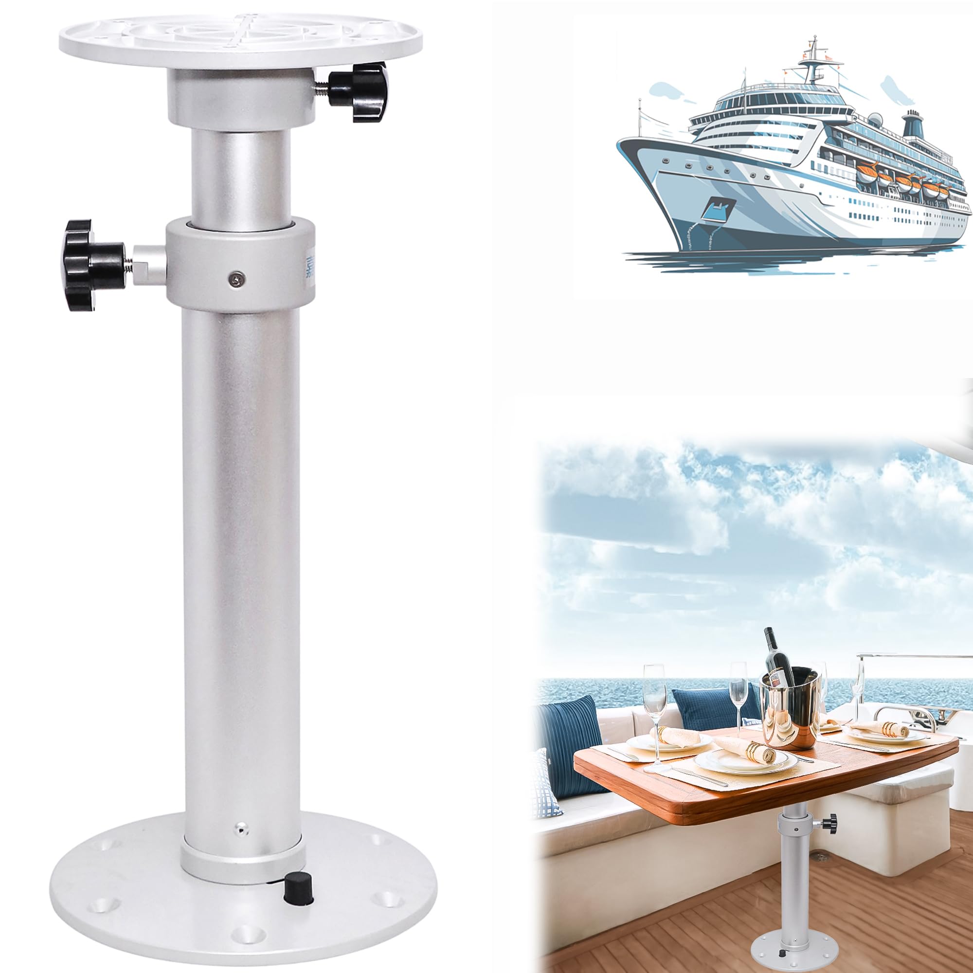 Upgraded Boat Table Pedestal, Detachable Adjustable Aluminum Alloy RV ...